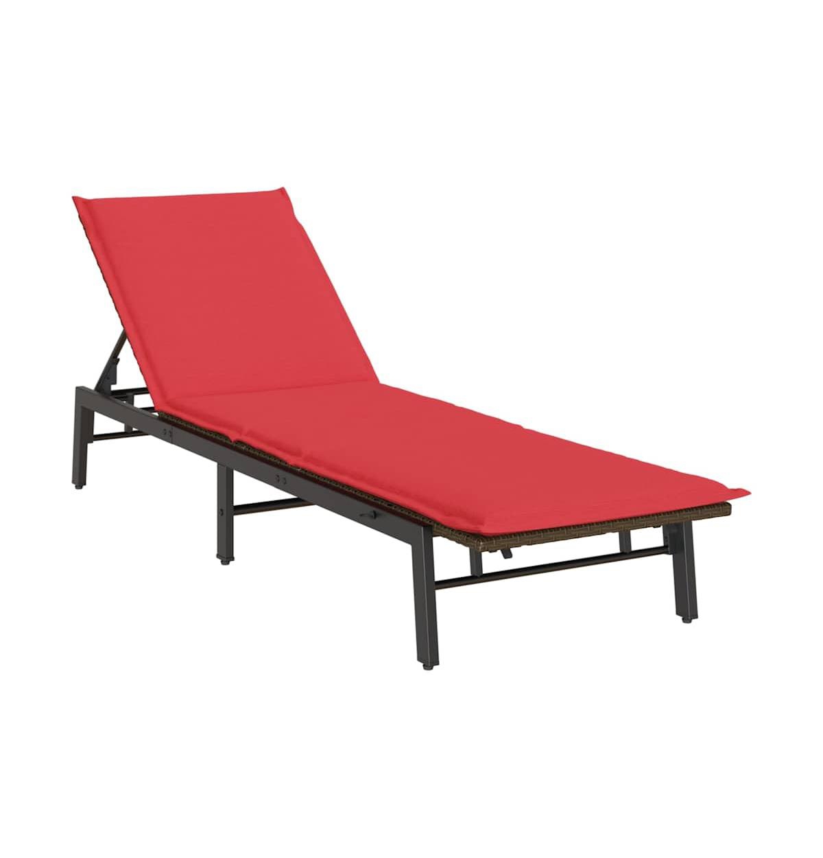 Click here for Sun Lounger with Cushion Brown Poly Rattan - Brown... prices