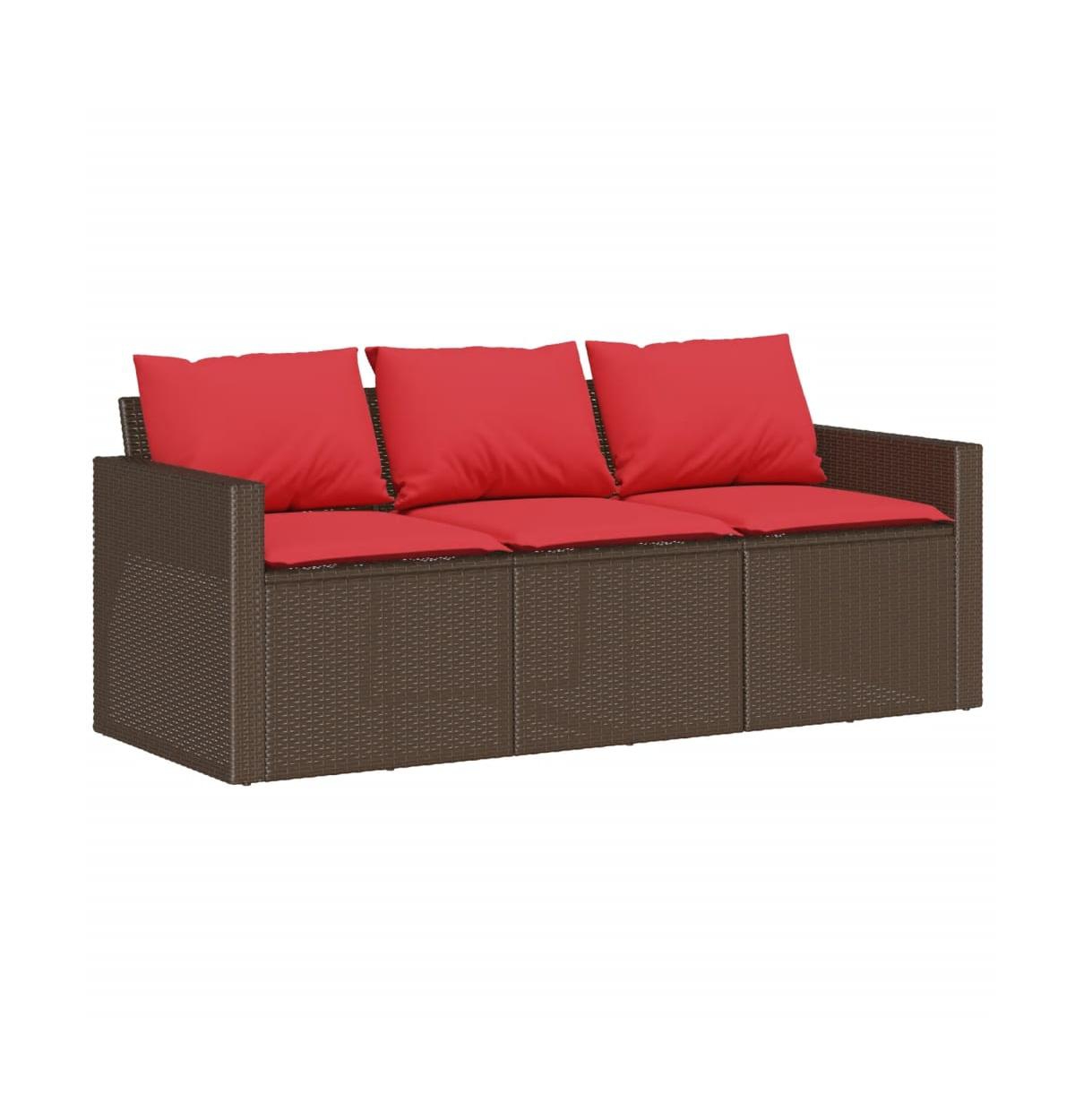 Click here for vidaXL Garden Sofa Brown Pe rattan 3-Seater Remova... prices