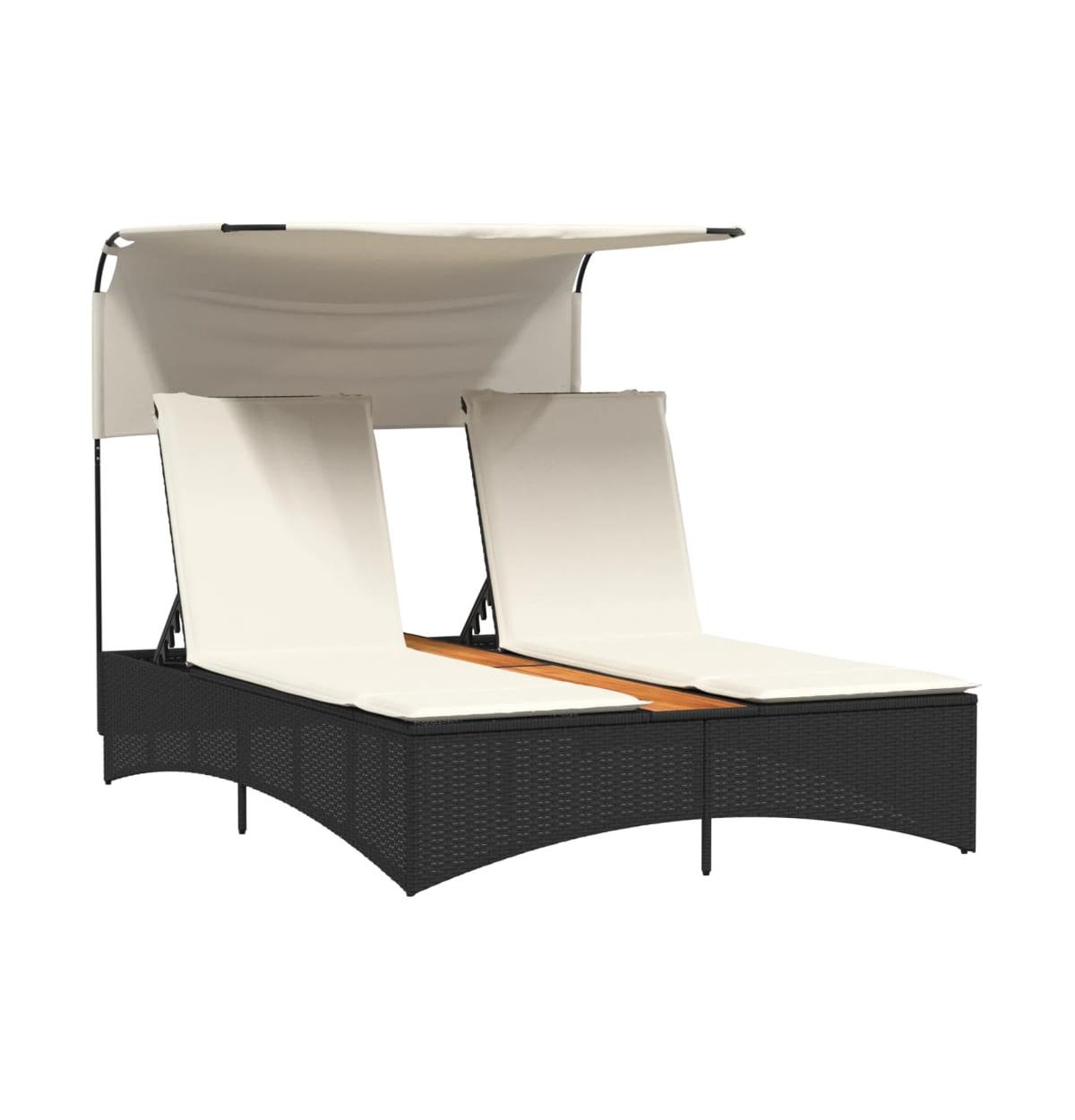 Click here for vidaXL Patio Double Sun Lounger Black Pe rattan Do... prices