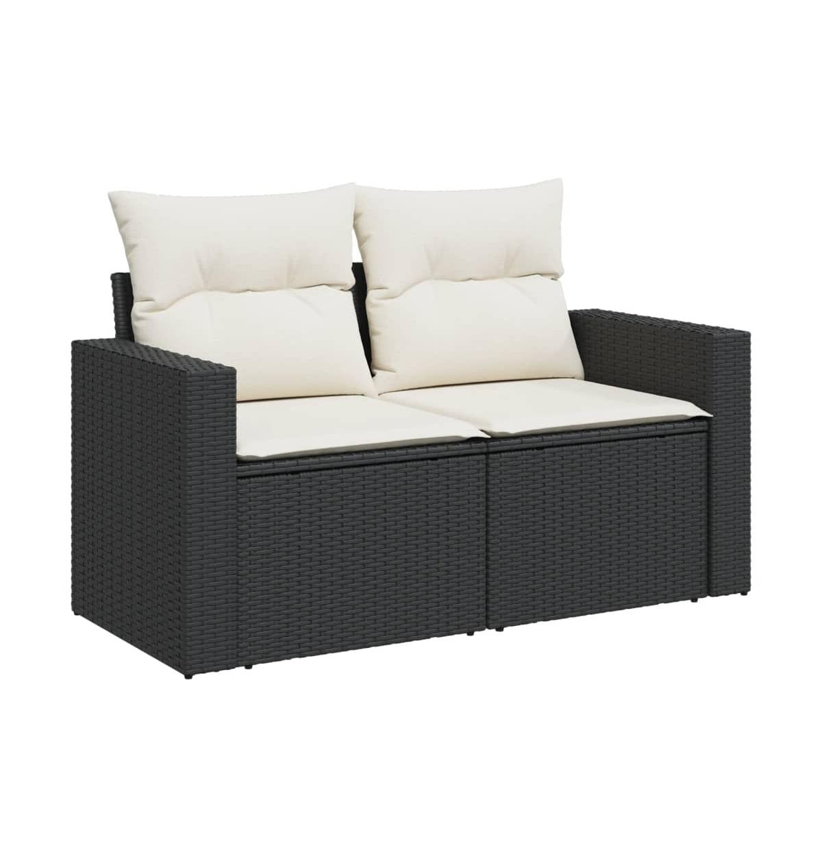 Click here for vidaXL Garden Sofa Black and Cream Pe Rattan 2-Sea... prices
