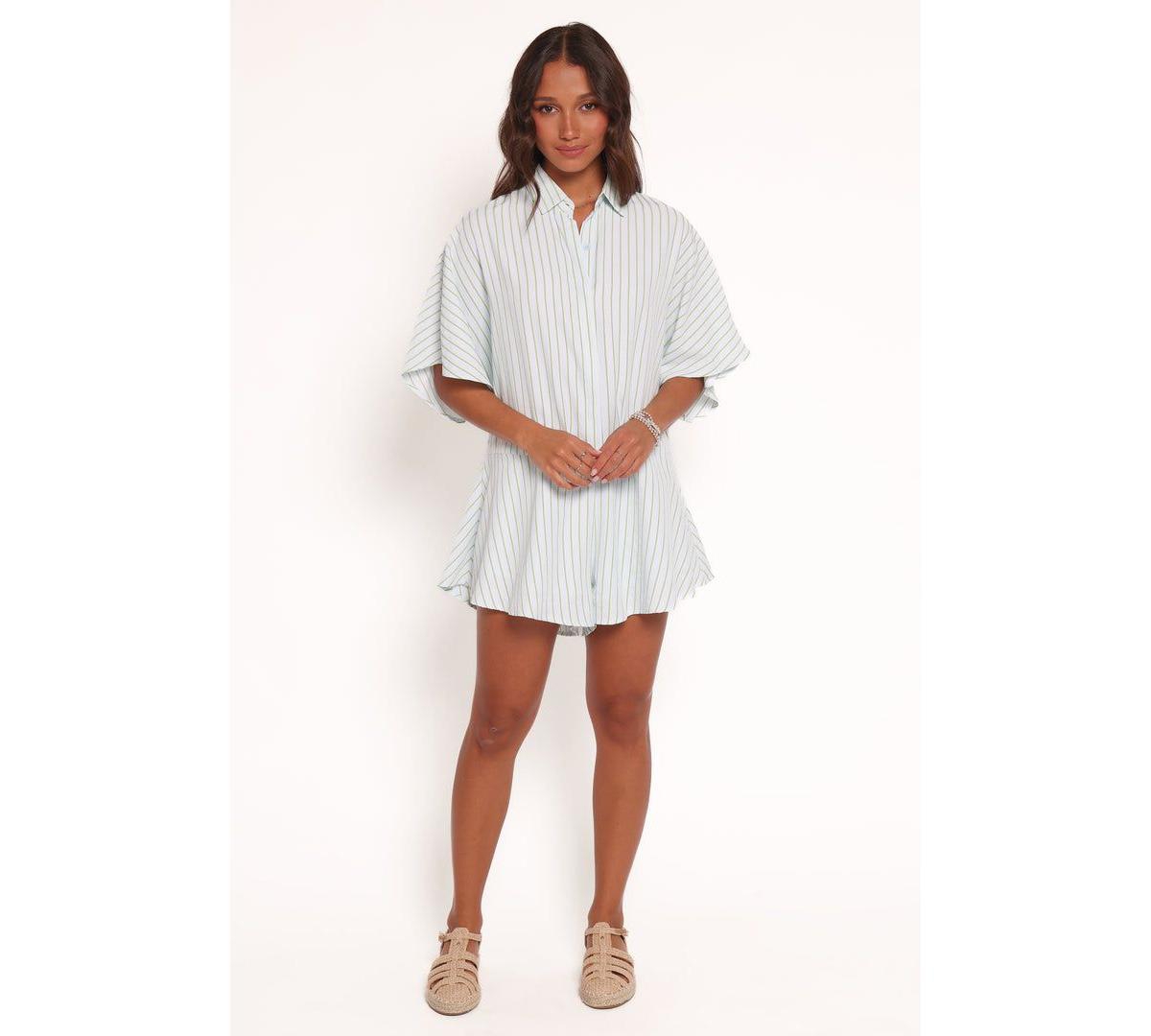 Petal and Pup Womens Sebastian Romper - Green blue stripe