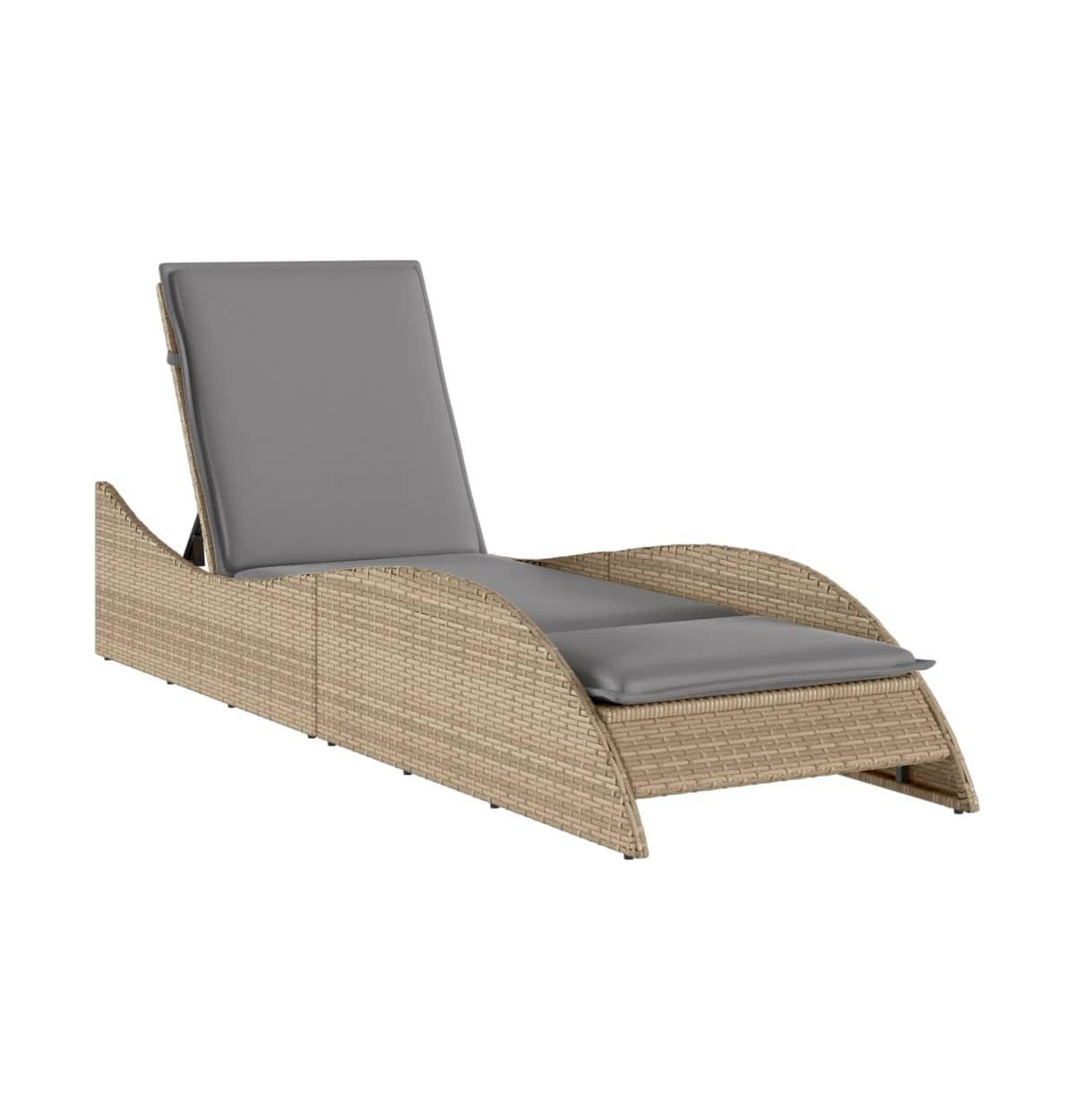 Click here for Patio Sun Lounger Beige Pe Rattan  Powder-Coated S... prices
