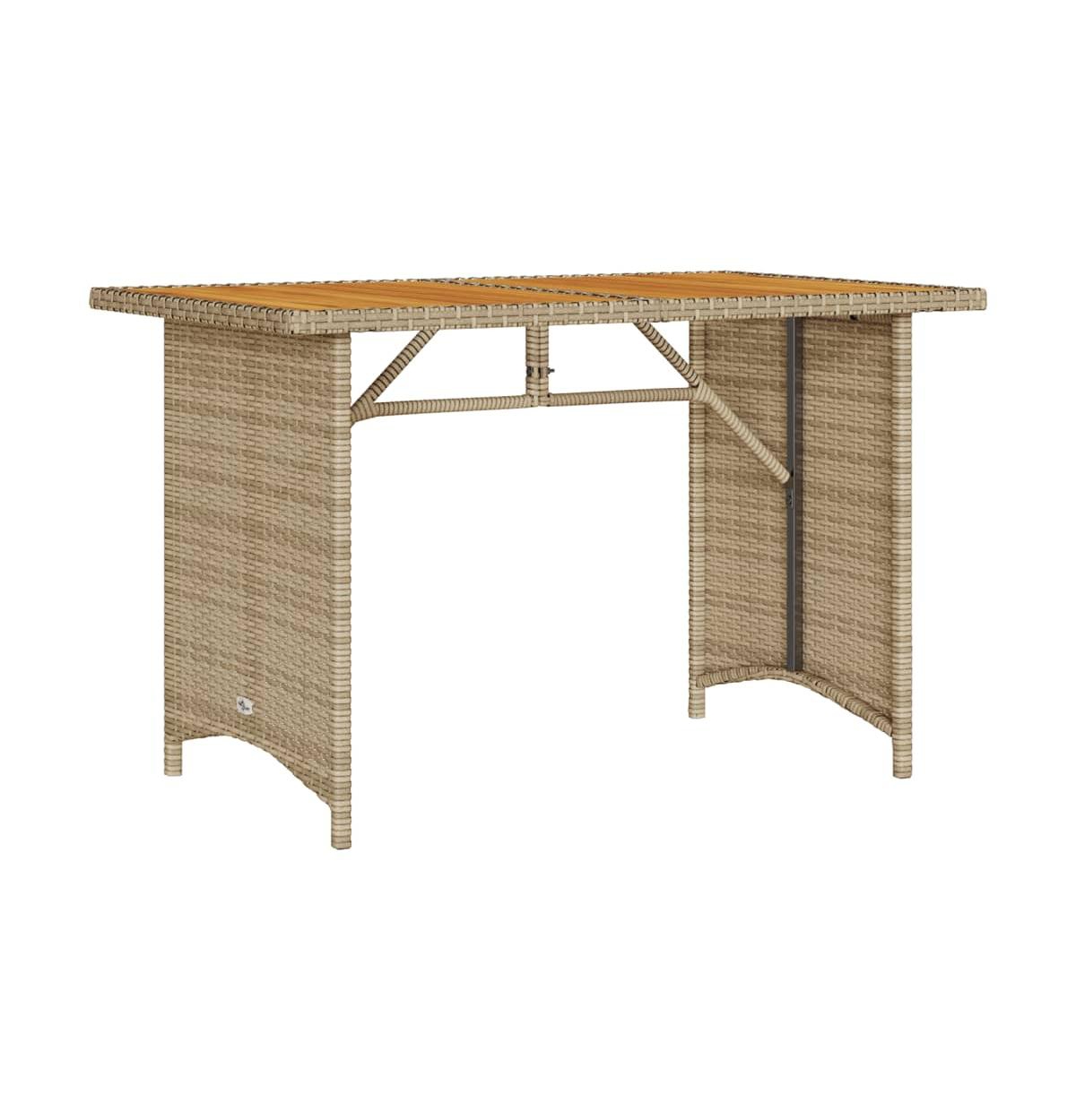 Click here for Patio Table with Wooden Top Beige Poly Rattan - Be... prices