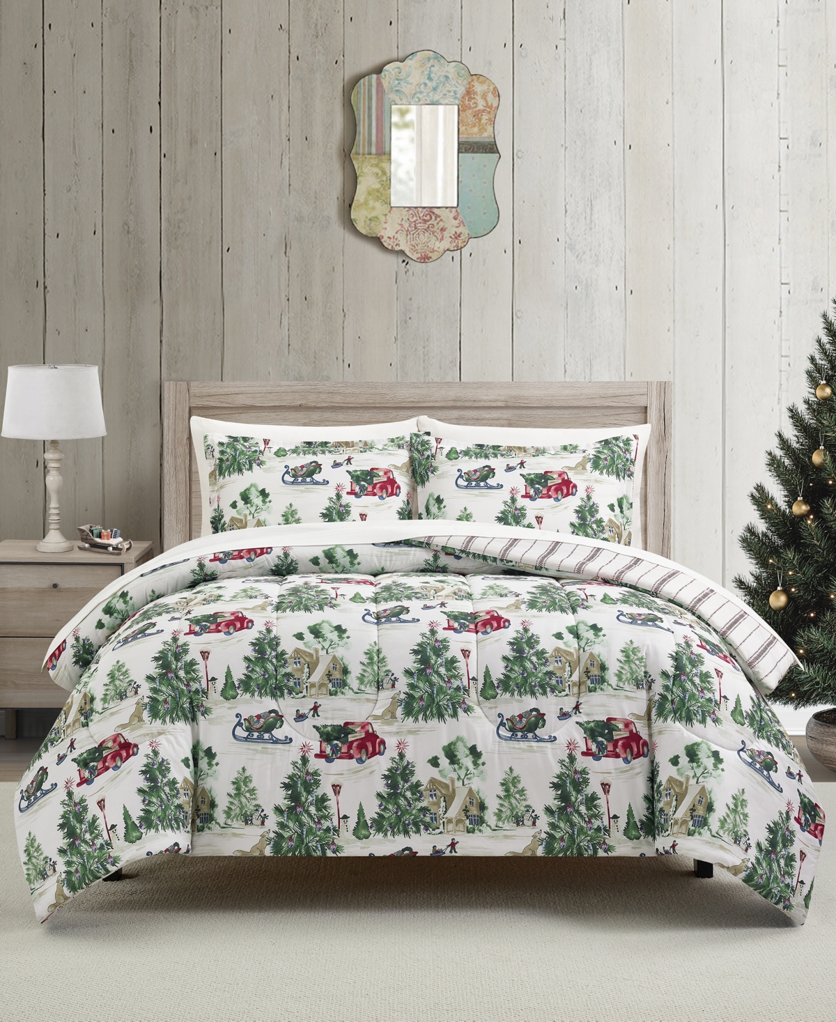 Click here for Sunham Snow Day Stripe 3-Pc. Comforter Sets - Red... prices
