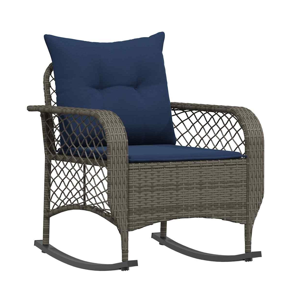 Click here for Patio Rocking Chair with Cushions Gray Poly Rattan... prices
