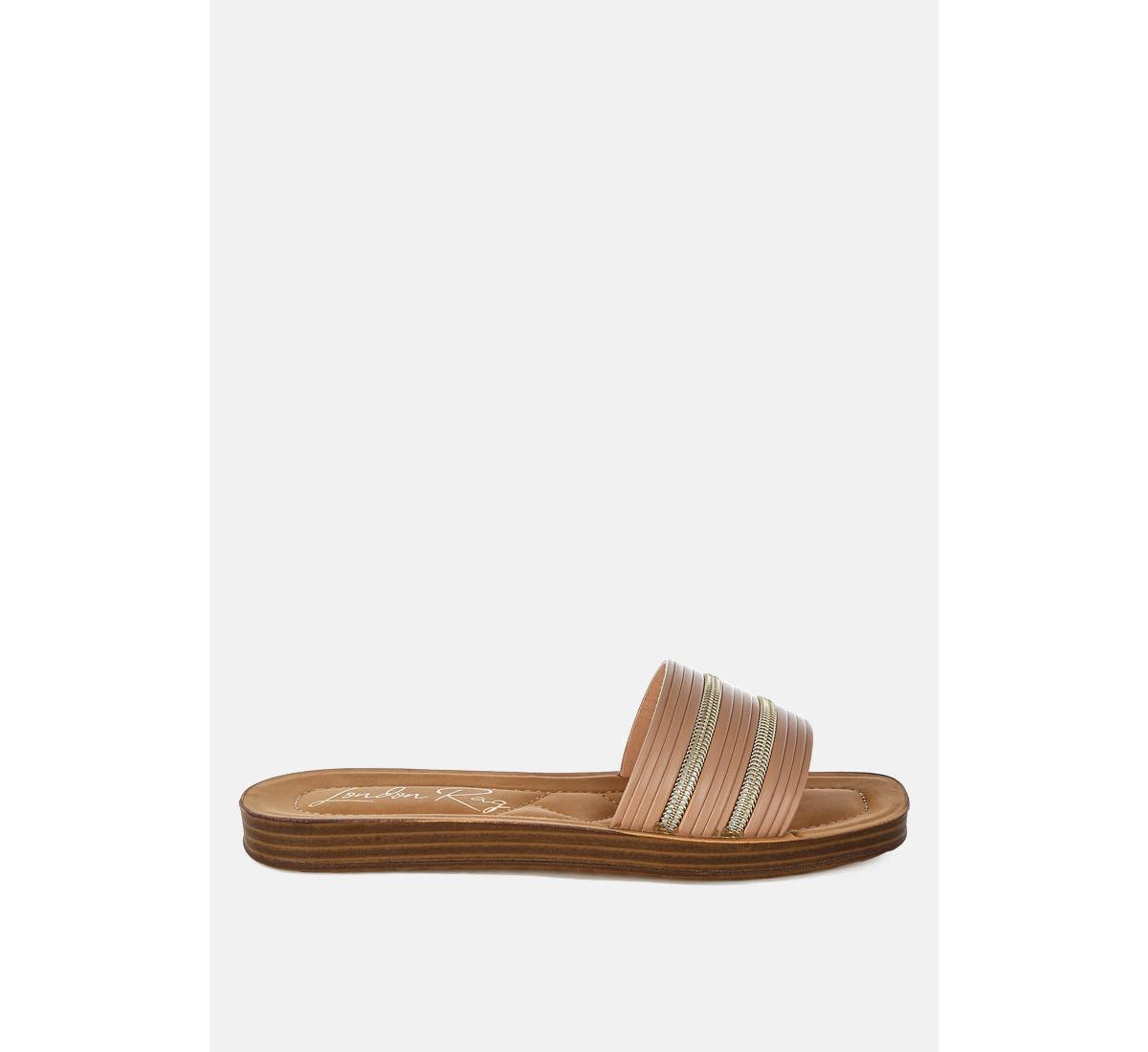 Click here for London Rag Zosaya Faux Zipper Detail Slip Ons Sand... prices