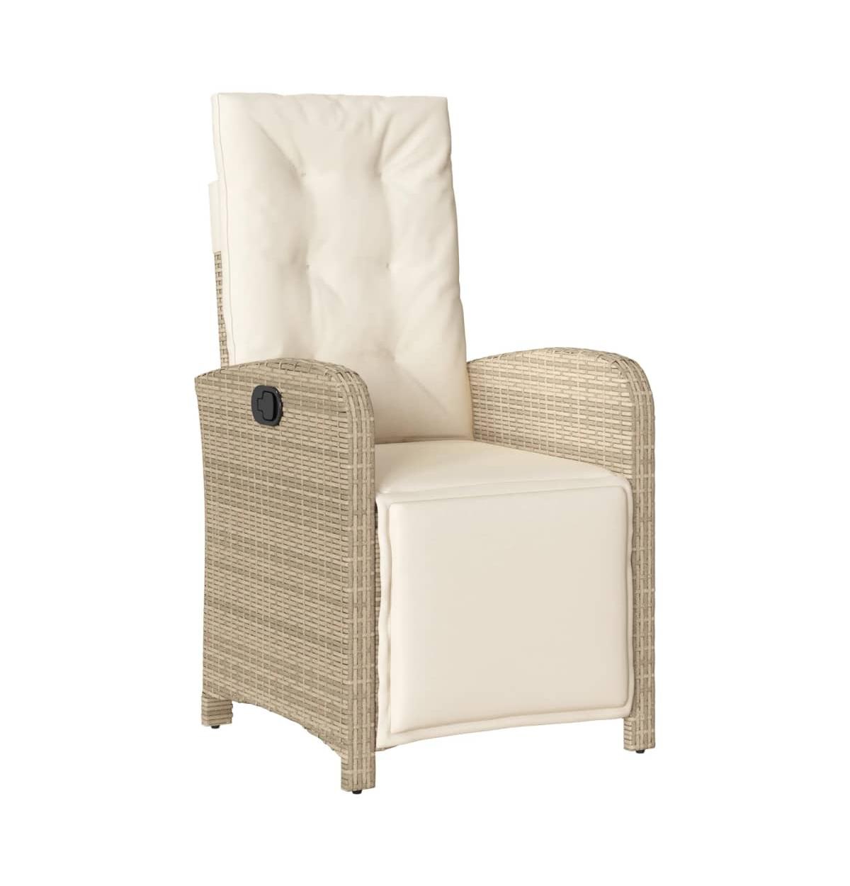 Click here for vidaXL Reclining Garden Chair Beige Poly Rattan Me... prices