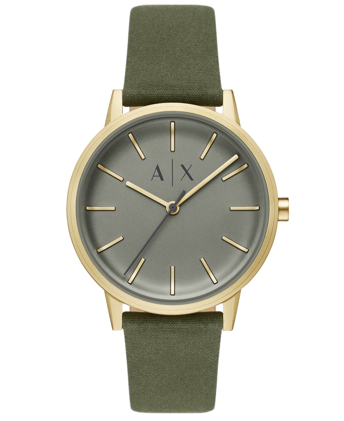 Click here for Armani Exchange Mens Three-Hand Green Leather Watc... prices