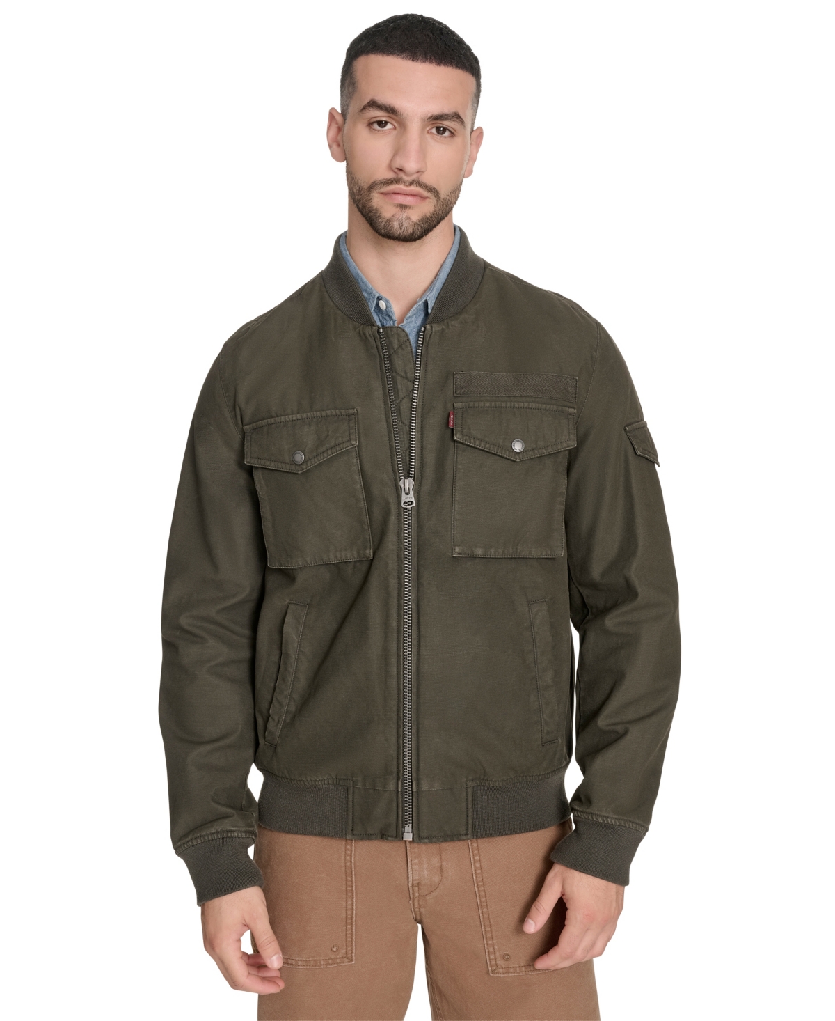Click here for Levis Mens Cotton Military Bomber - Light Olive prices