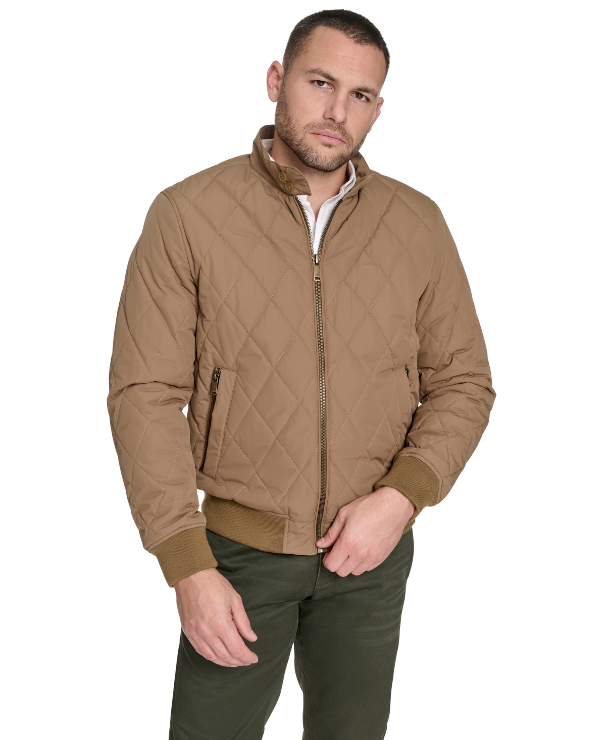 Click here for Dockers Mens Quilted Bomber Jacket - Brown prices