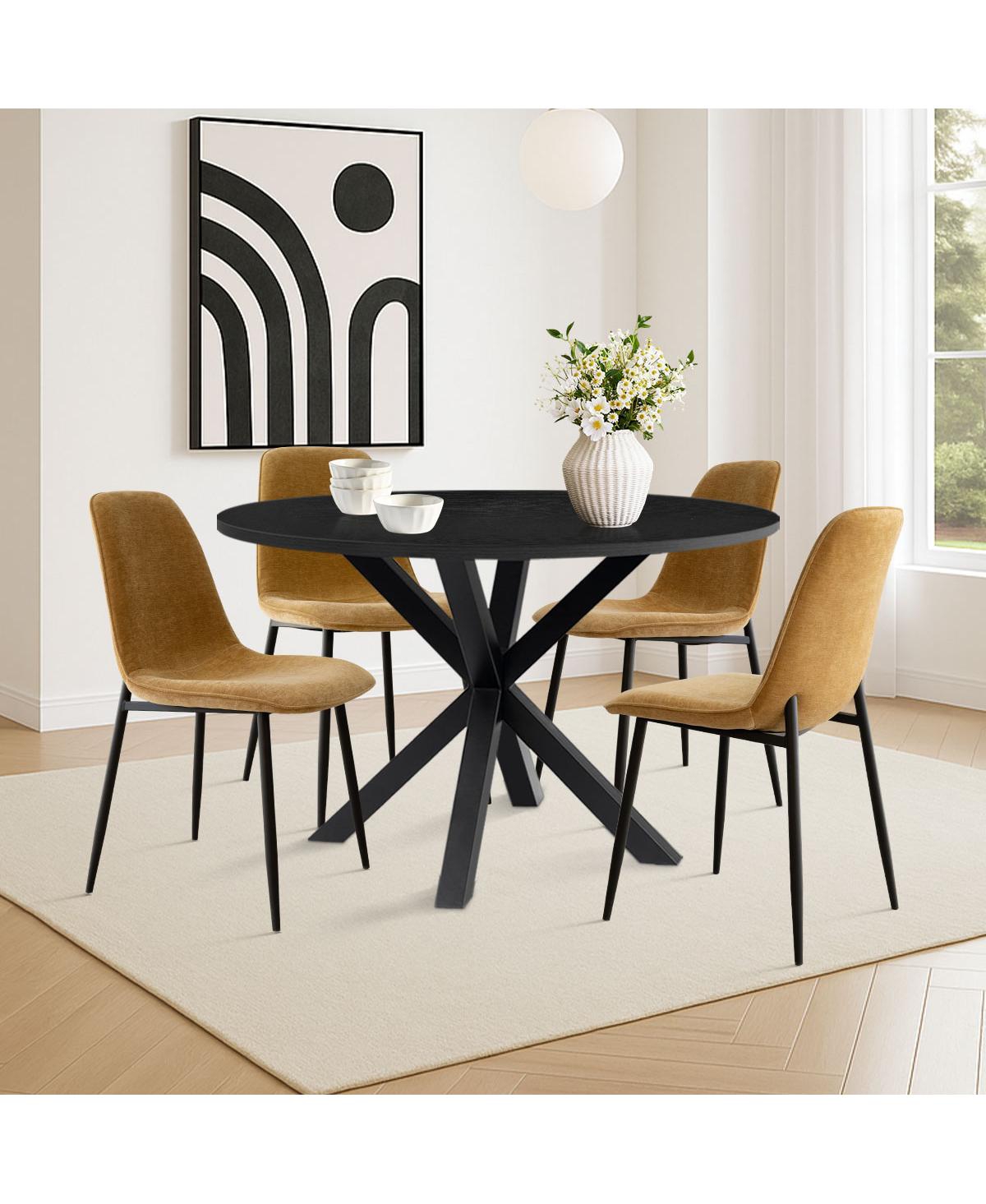 Click here for 5-Piece 39.4" Round Black Dining Table Set wi... prices