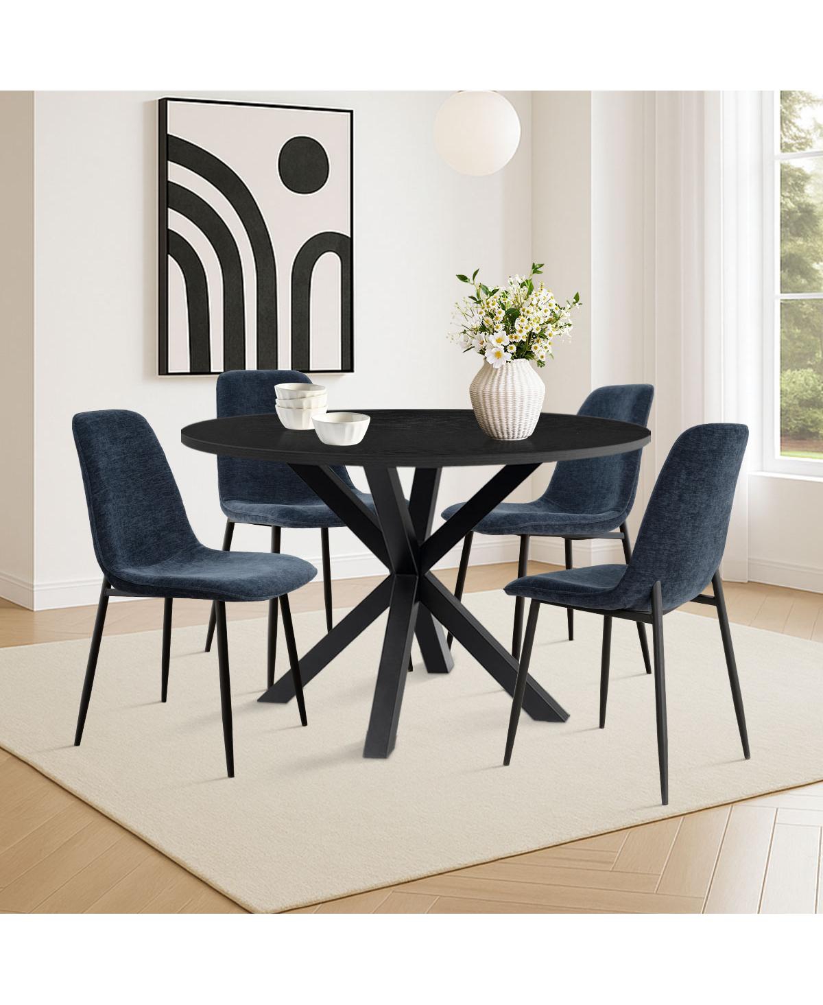 Click here for 5-Piece 39.4" Round Black Dining Table Set wi... prices
