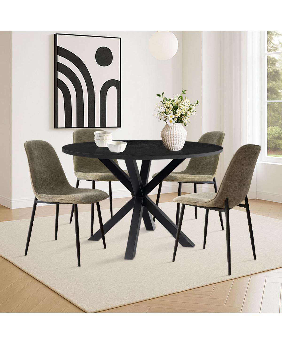 Click here for 5-Piece 39.4" Round Black Dining Table Set wi... prices