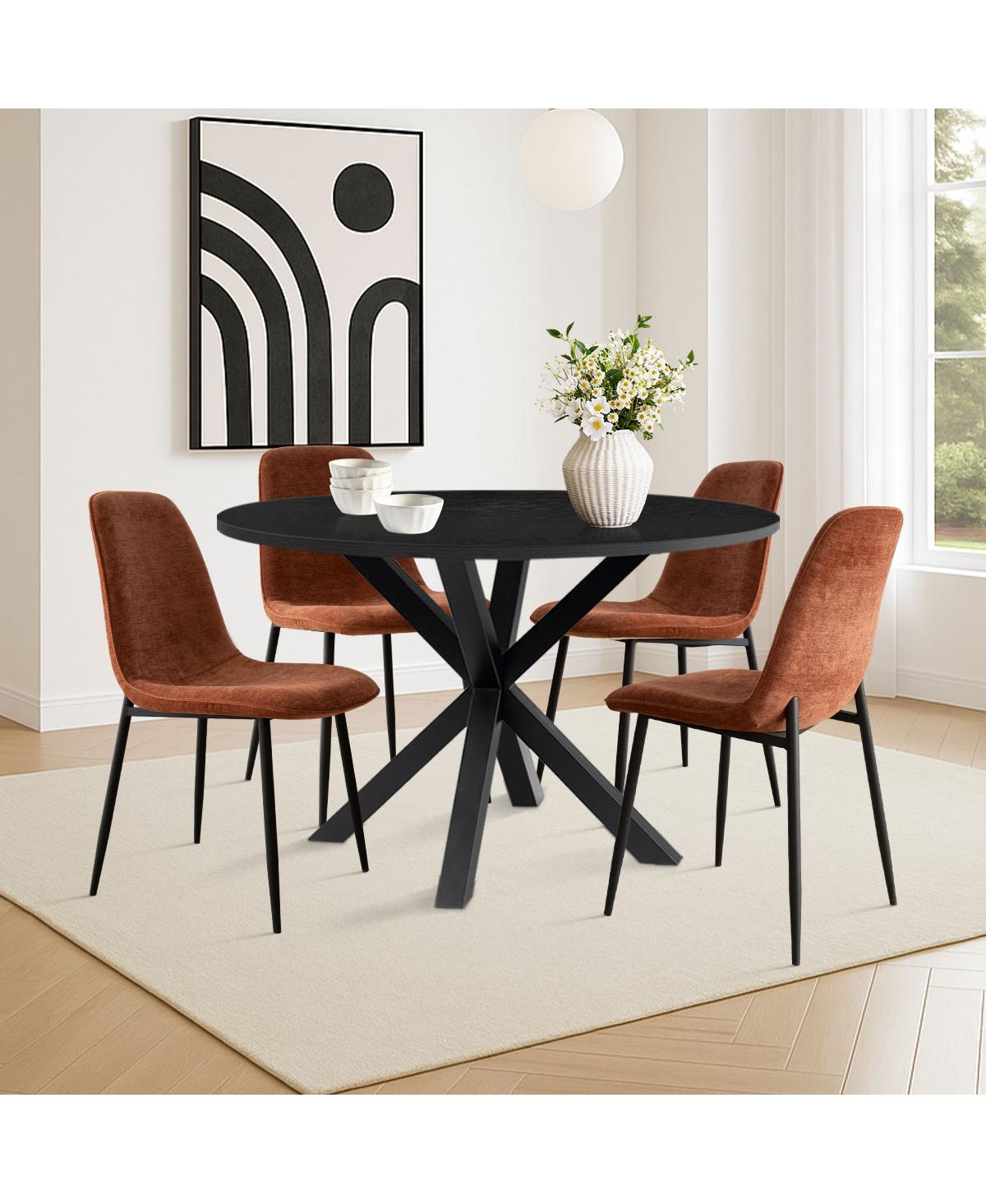 Click here for 5-Piece 39.4" Round Black Dining Table Set wi... prices