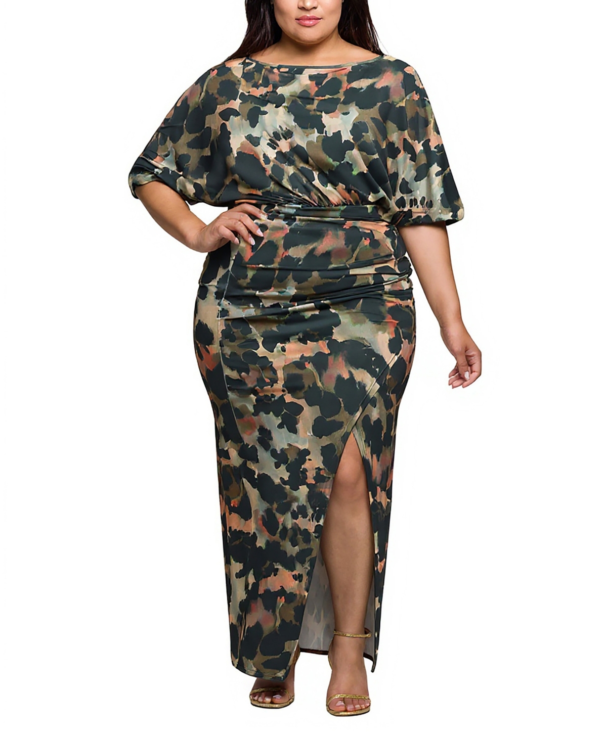 Click here for 24seven Comfort Apparel Plus Size Green Abstract P... prices