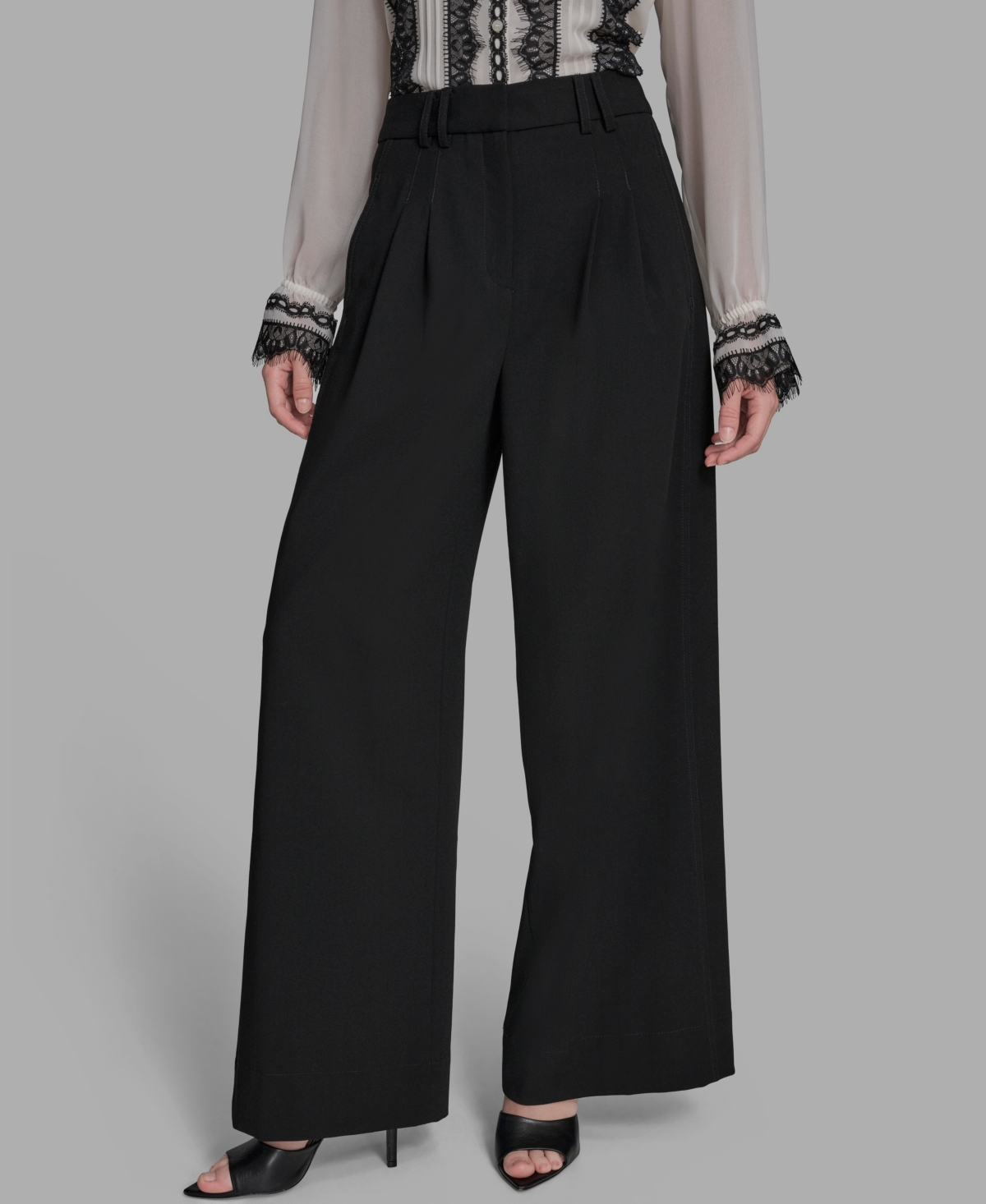 Click here for Bcbg Womens Pleated Back Notch Wide Leg Pants - Bl... prices