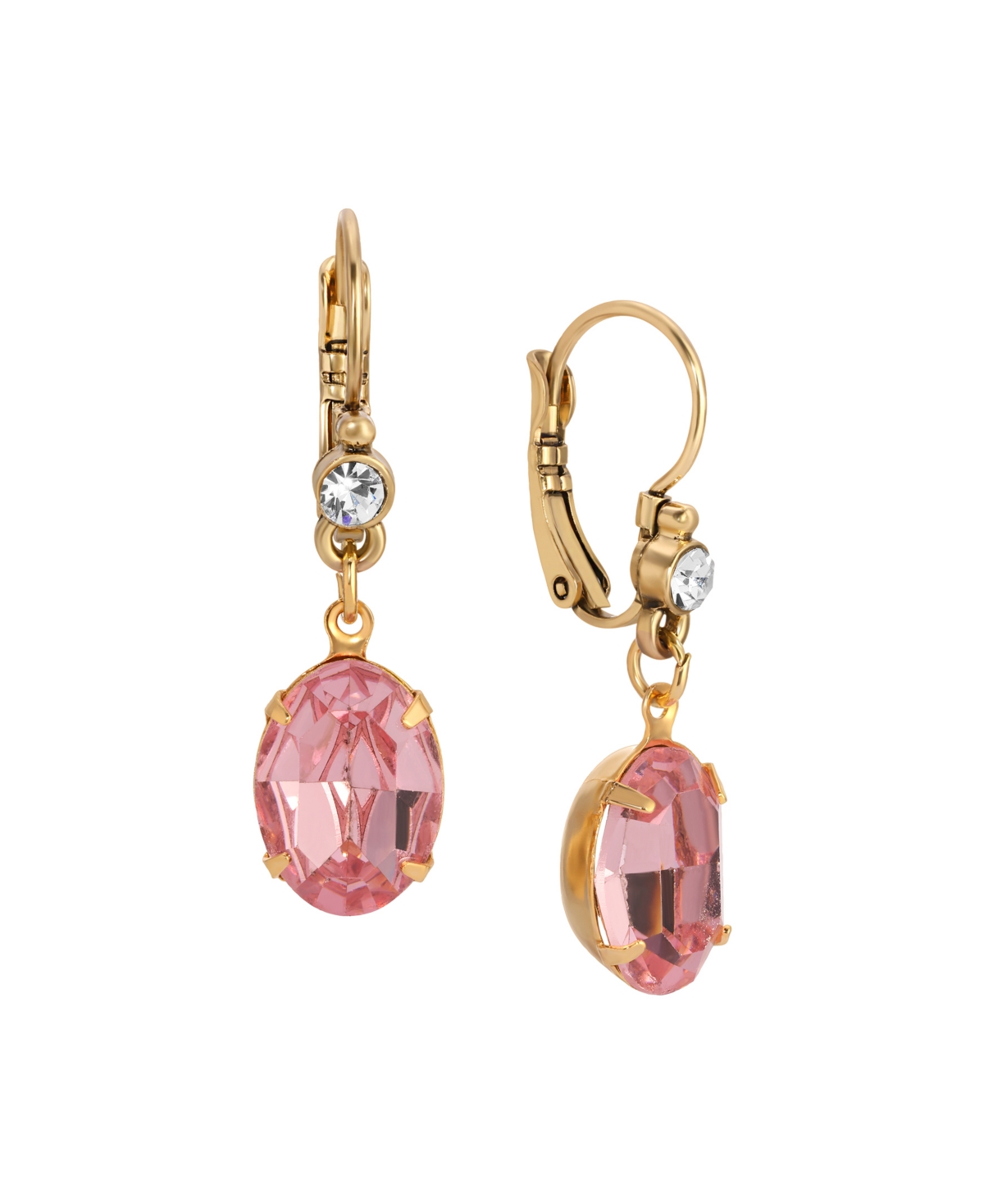 Click here for 2028 14k Gold Dipped Pink Oval Drop Earrings - Pin... prices