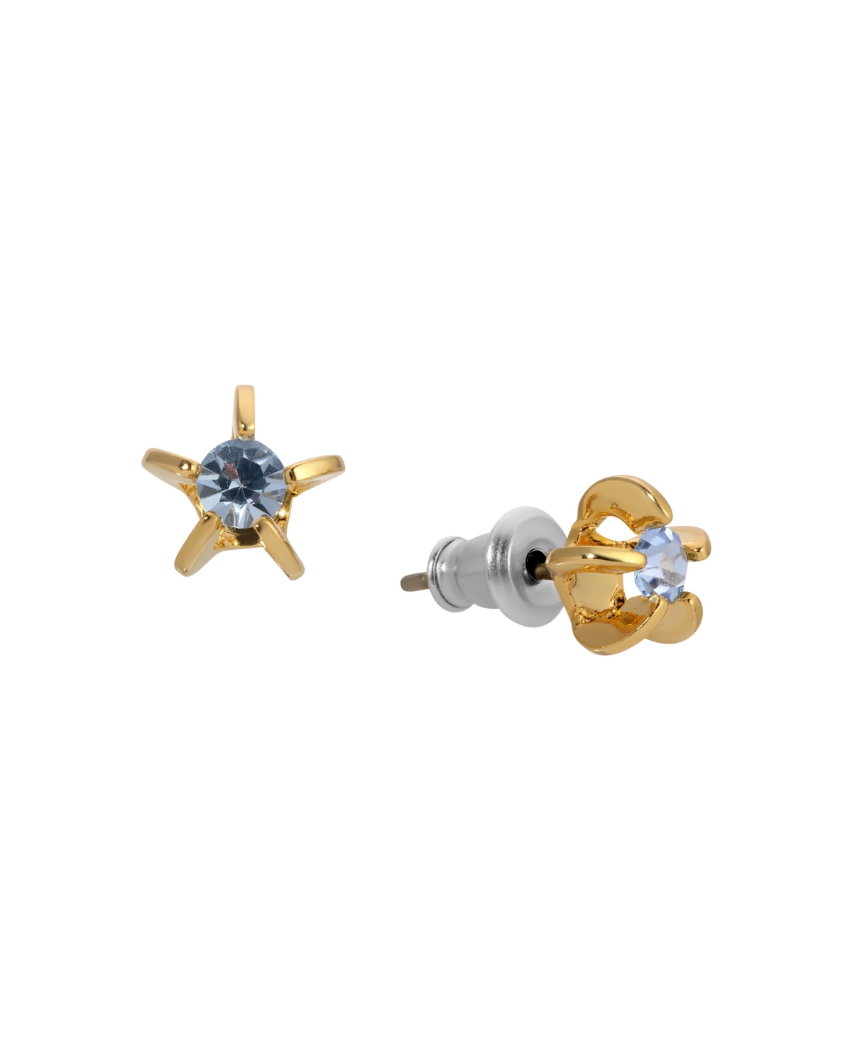 Click here for 2028 Gold Tone Lt Blue Star Stud Earrings - Blue prices