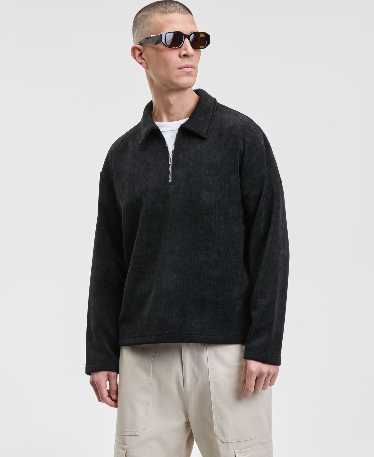 Click here for Mode of One Mens Relaxed Fit Plush Long Sleeve Qua... prices