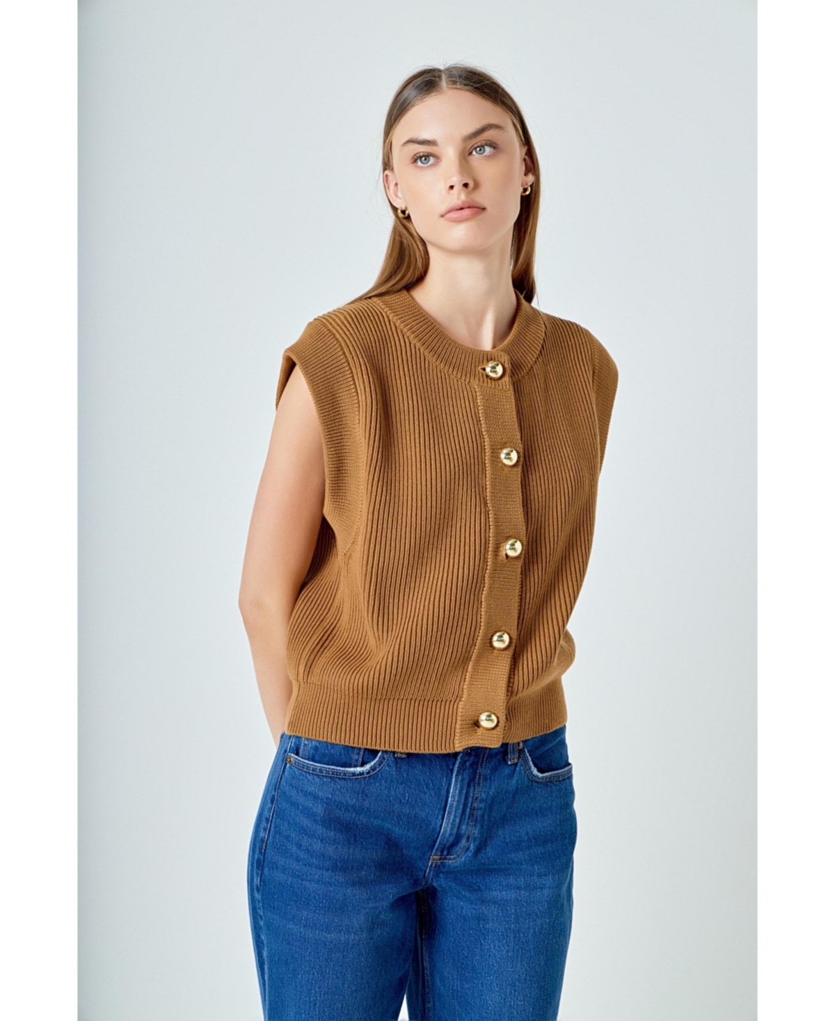 Click here for endless rose Womens Sleeveless Knit Buttoned Vest... prices