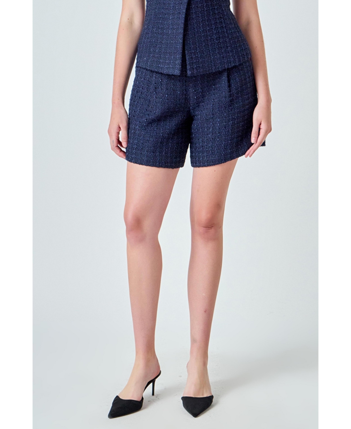 Click here for endless rose Womens Tweed Relaxed Long Shorts - Na... prices