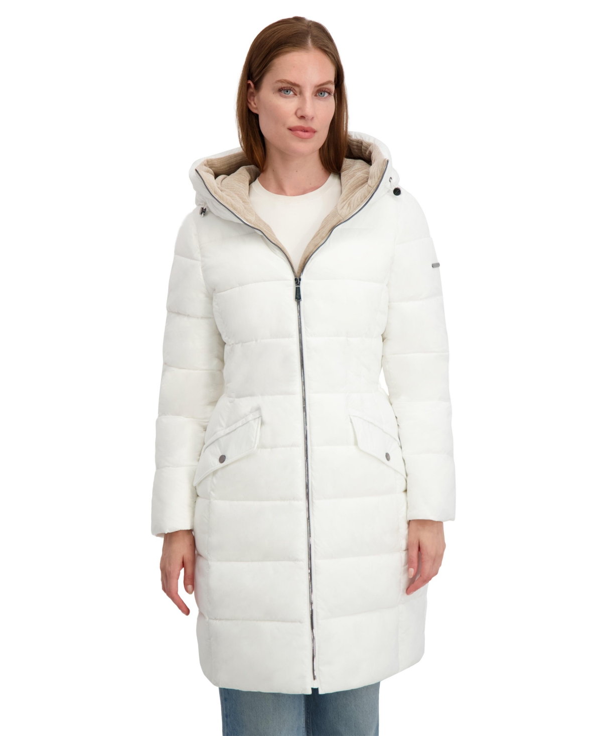 Laundry By Shelli Segal Womens Laundry By Shelli Sega Long Puffer Coat - White