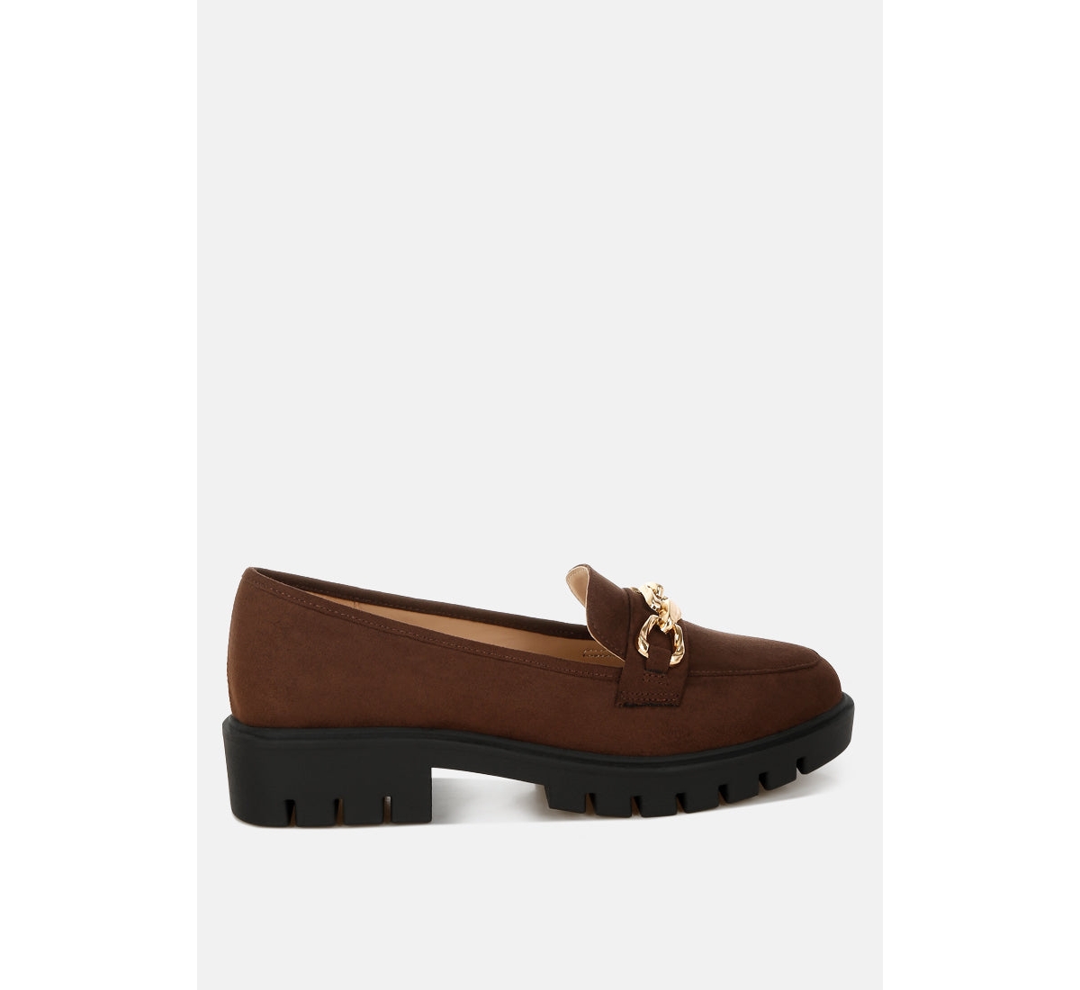 Click here for Jacop Micro Suede Metal Chain Link Loafers - Red prices