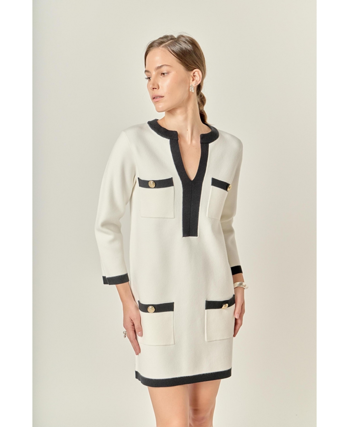 Click here for English Factory Womens White and Black Mini Knit D... prices