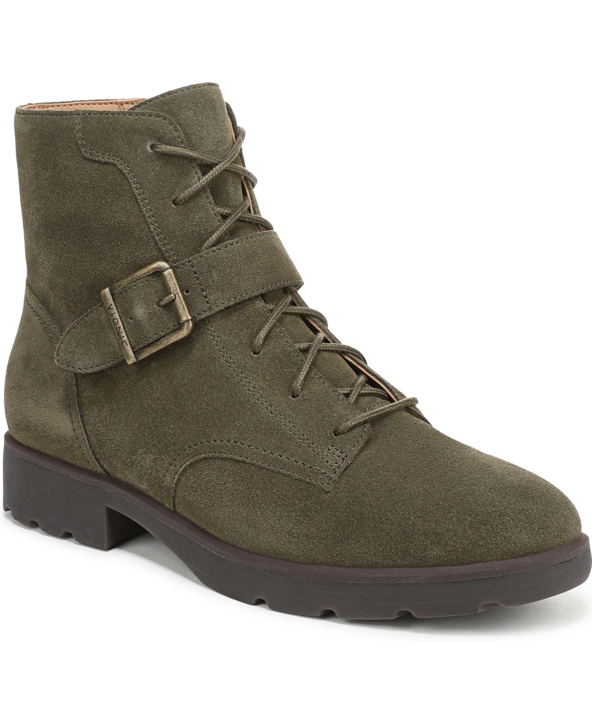 Click here for Vionic Womens Catina Ankle Booties - Dark olive su... prices