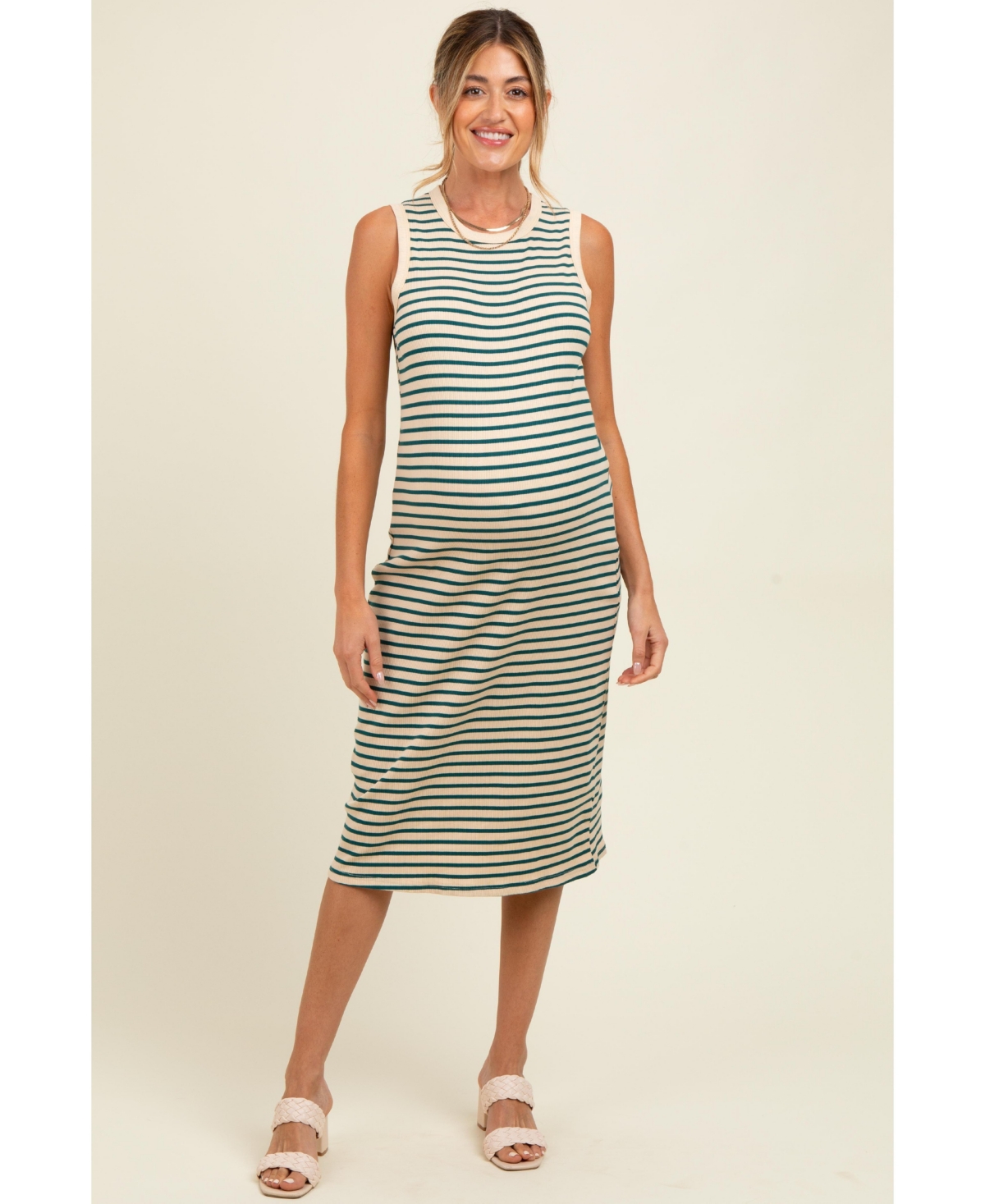Click here for Pinkblush Maternity Deep Teal Striped Ribbed Knit... prices