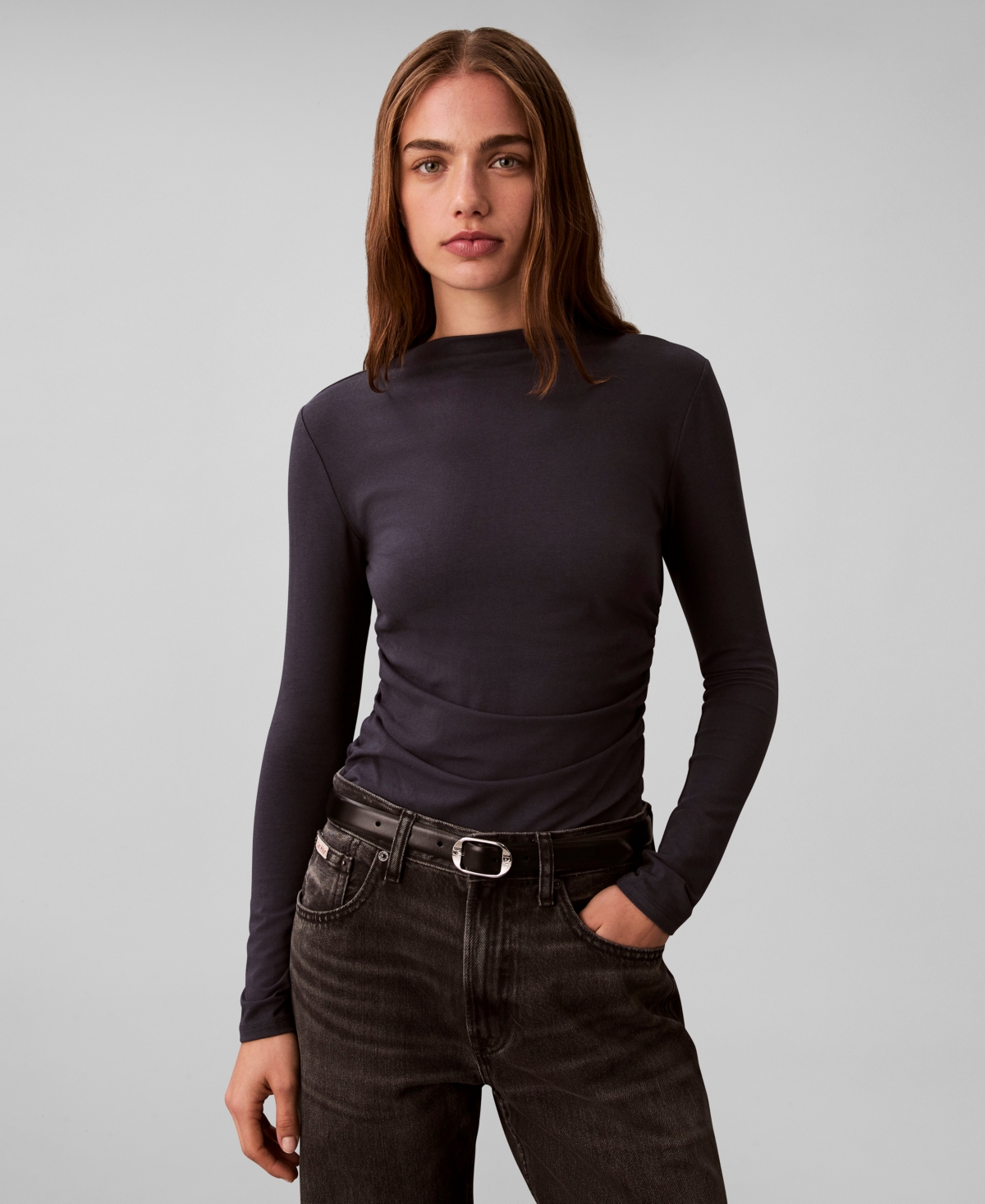 Click here for Calvin Klein Womens Slim Long Sleeve Mock Neck Top... prices