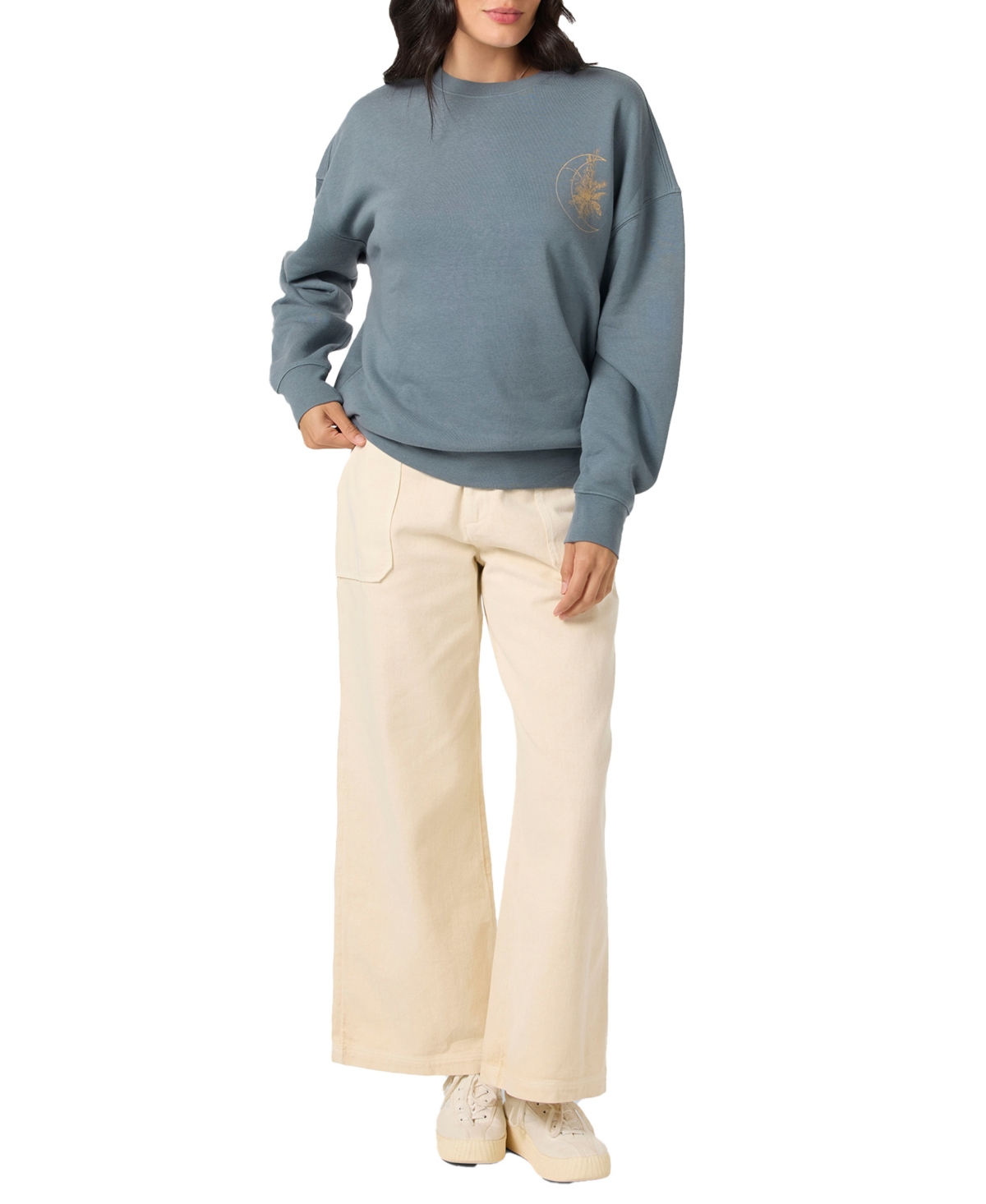 Click here for ONeill Juniors Moon Flower Crewneck Sweashirt - Wa... prices