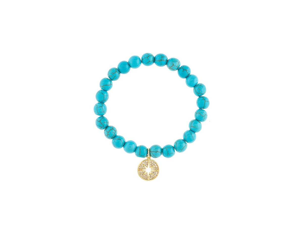 Click here for Turquoise Beaded Stretch Bracelet with Starburst C... prices