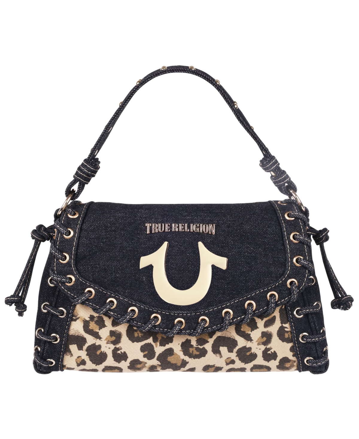 Click here for True Religion Denim Leopard Eyelet Trim Flap Bag -... prices
