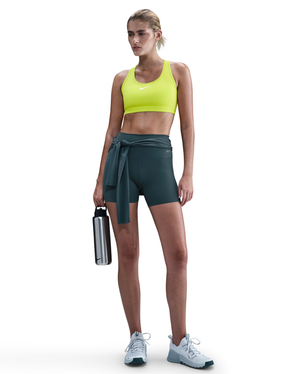 Click here for Nike Womens Swoosh Padded Sports Bra - Cyber/white prices