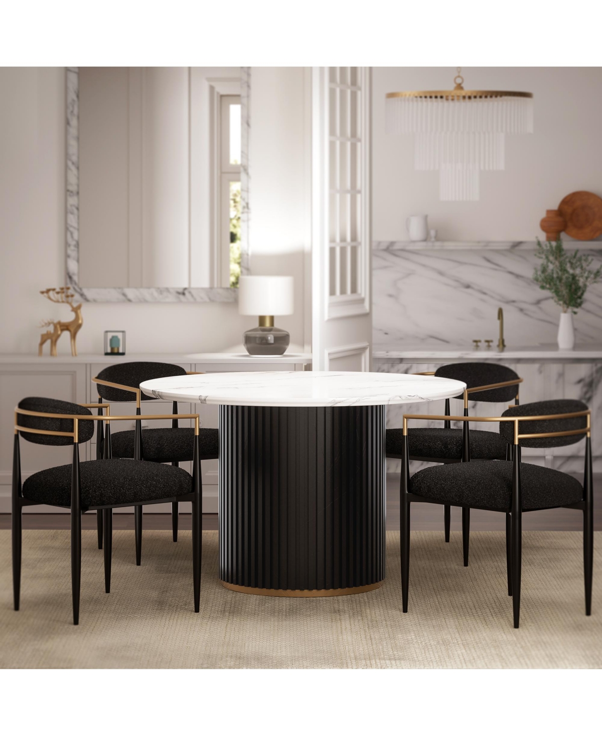 Click here for Modern Faux Marble Dining Set With 47" Round... prices