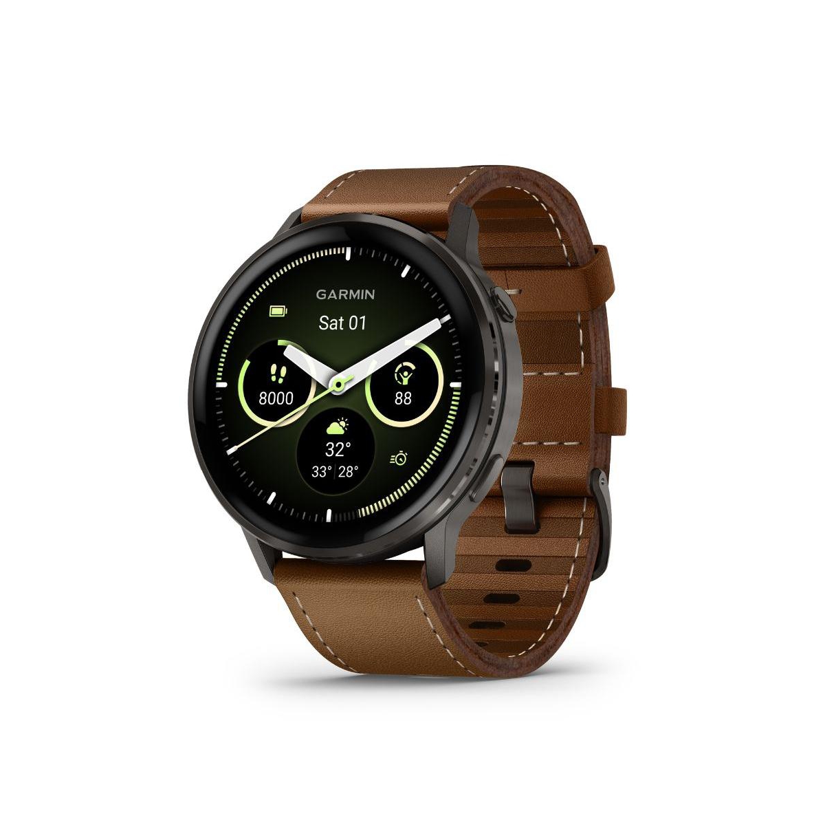 Click here for Garmin - Venu 4 Smartwatch 45mm - Brown leather ba... prices