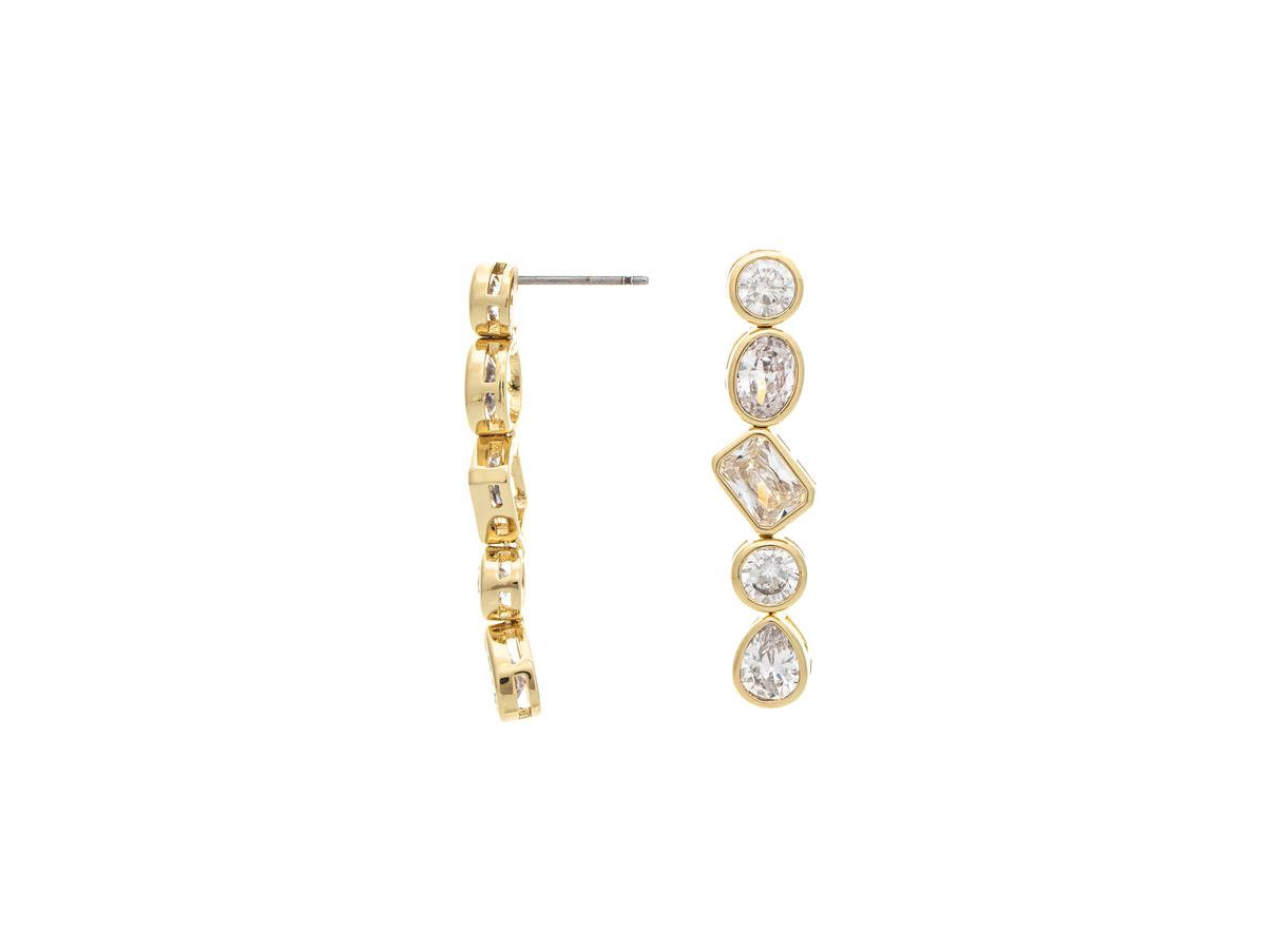 Click here for 18K Gold-Plated Bezel Set Multi-Shape Cz Drop Earr... prices