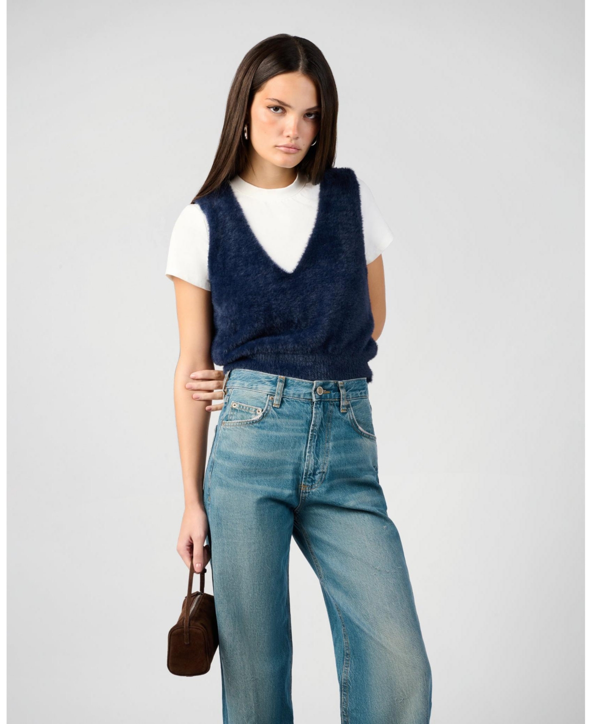 Click here for WeWoreWhat Womens V Neck Sweater Vest - Dark navy prices