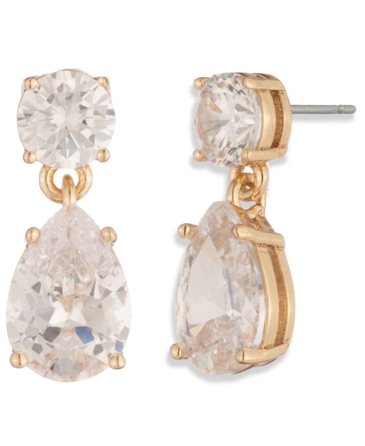 Givenchy Cubic Zirconia Gold-Tone Pear Double Drop Earrings - White