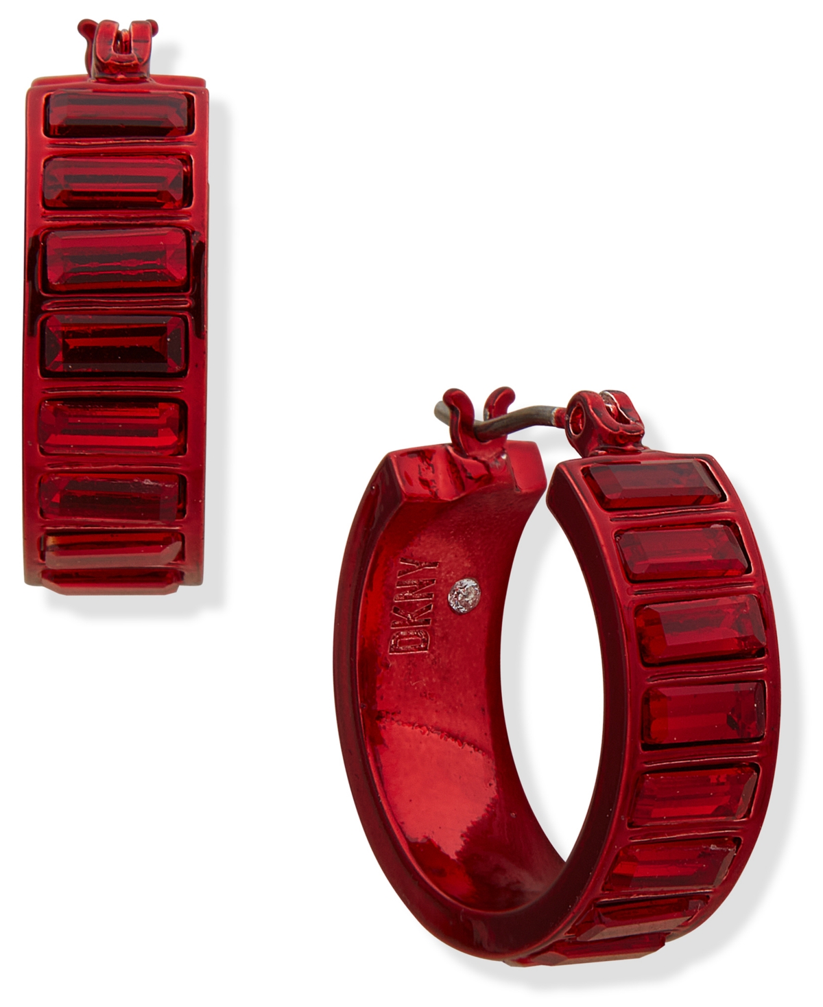 Click here for Dkny Dynamic Siam Stone Two-Tone Hoop Earrings - B... prices