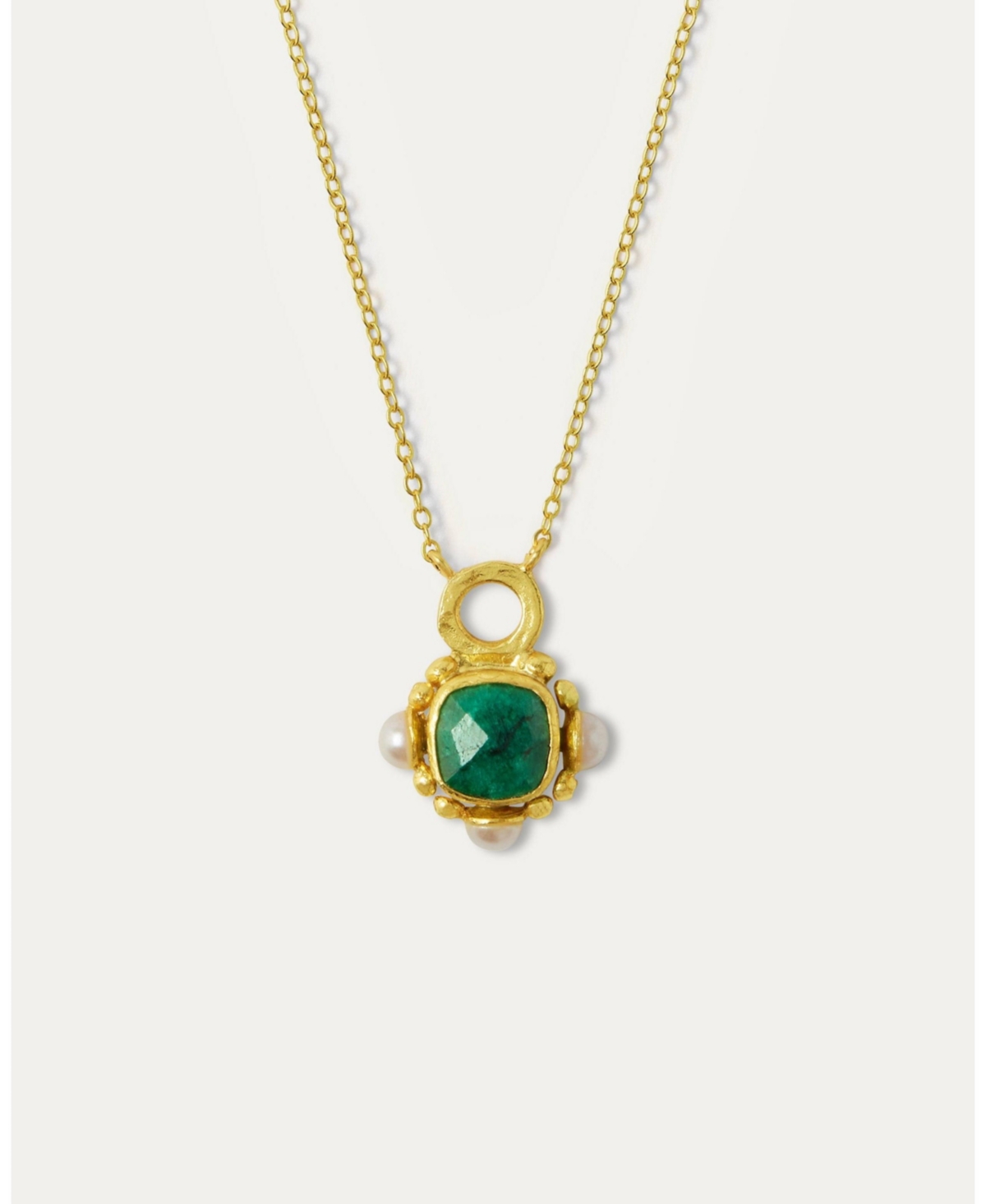 Click here for Ottoman Hands Esther Emerald And Pearl Pendant Nec... prices