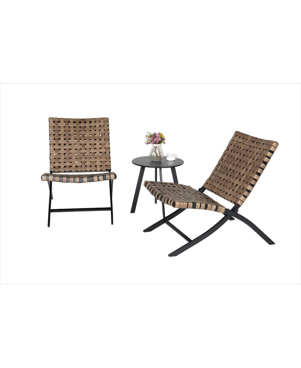 Click here for 3-Piece Steel & Wicker Bistro Set – Foldabl... prices