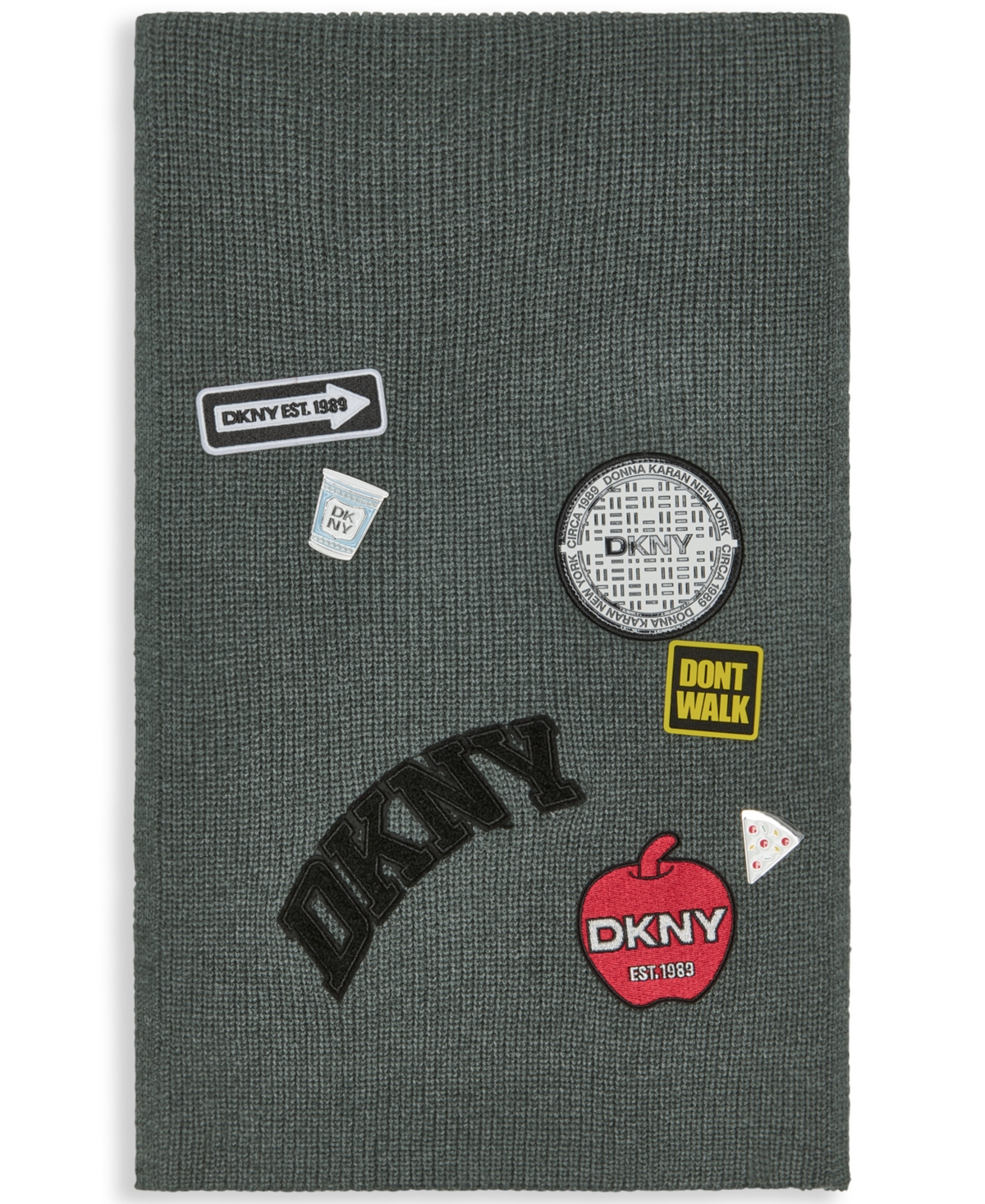 Click here for Dkny Womens Nyc Patches Scarf - Graphite prices