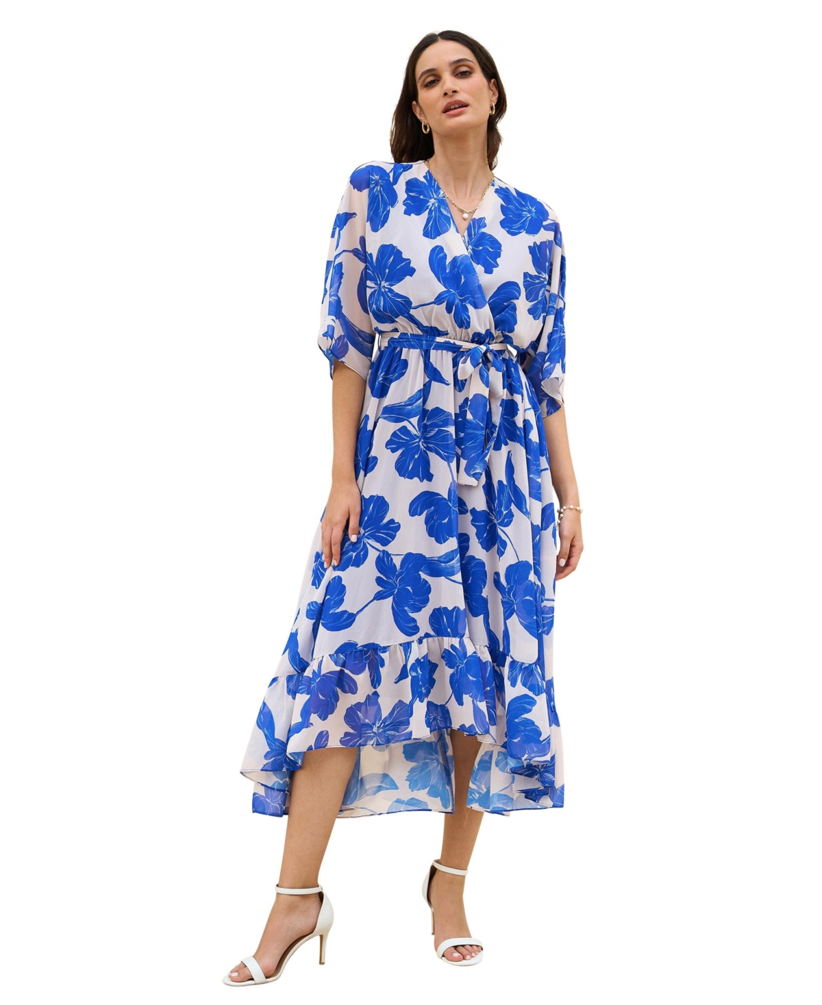 Click here for Yumi Womens Mesh Bird And Floral Print Midi Dress... prices