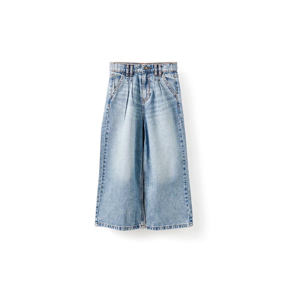 Cotton On Girls Little/Big Pleat Front Relaxed Denim Jean - Airlie light blue