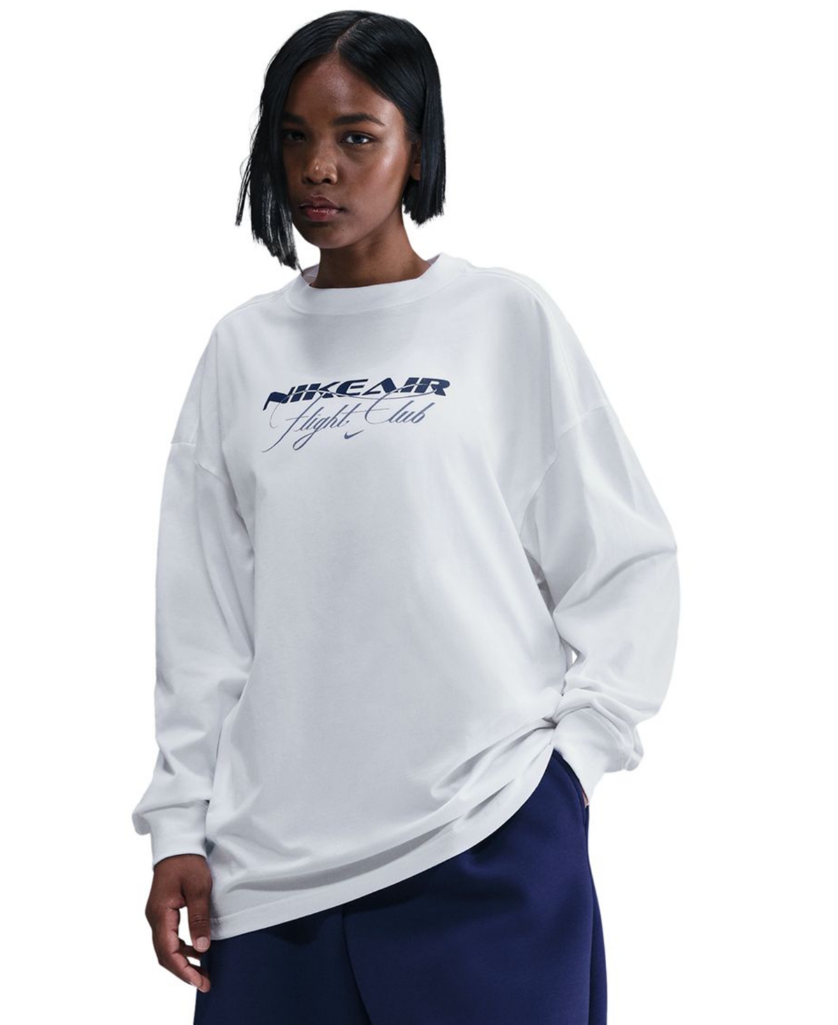 Click here for Nike Womens Oversized Long-Sleeve T-Shirt - White prices