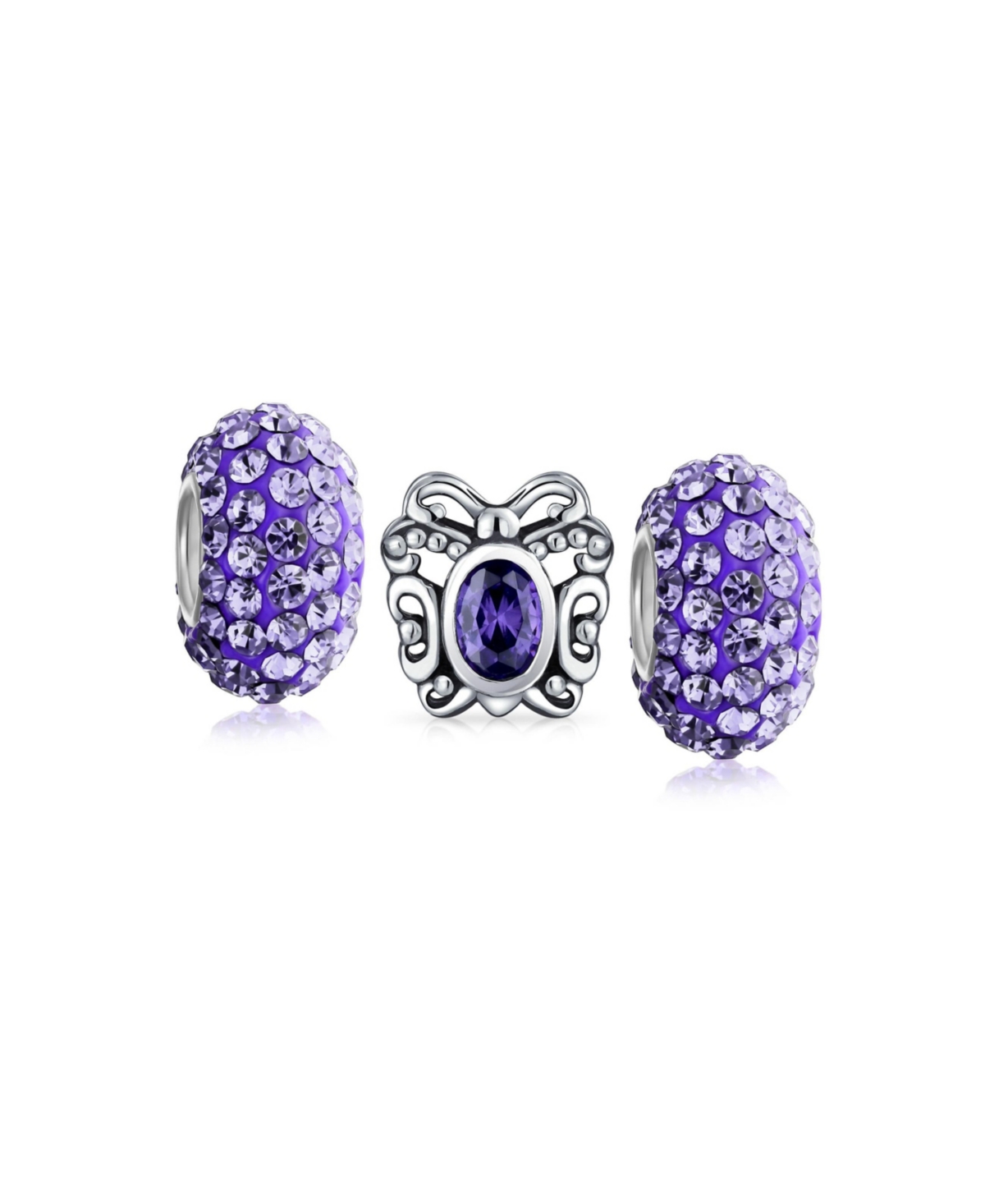 Click here for Bling Jewelry Set of 3 Purple Cz Butterfly & Solid... prices