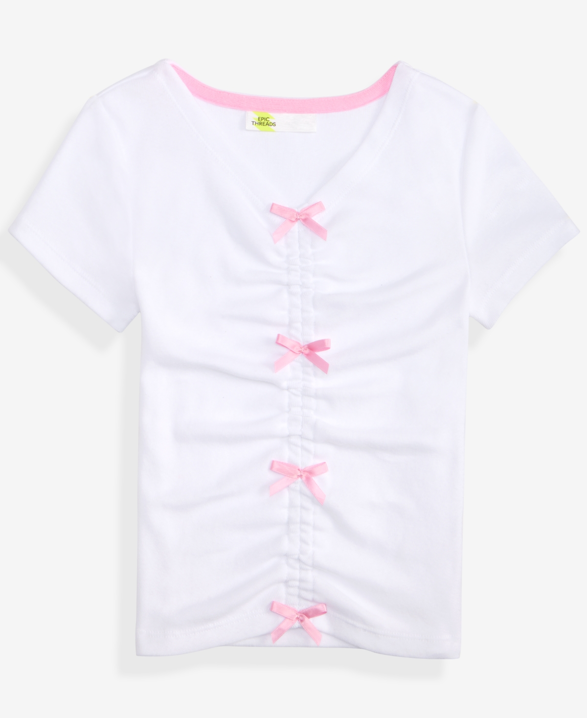 Click here for Epic Threads Girls 5-20 Ruched Bow V-Neck Top  Mac... prices