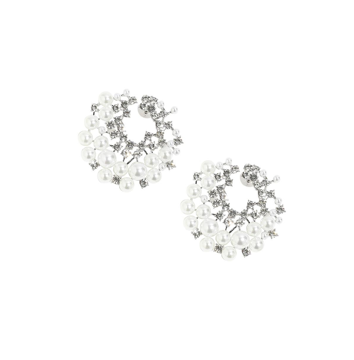 Click here for Sohi Pellet-Swirl Drop Earrings - White prices